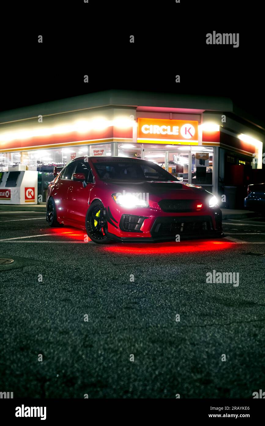 red subaru wrx sti sports car Stock Photo - Alamy