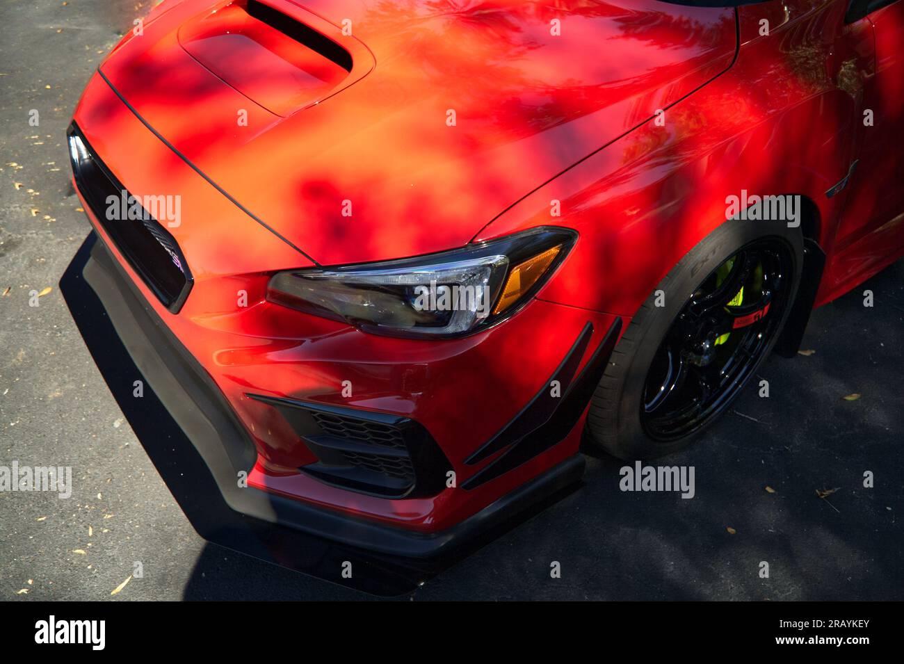red subaru wrx sti sports car Stock Photo - Alamy