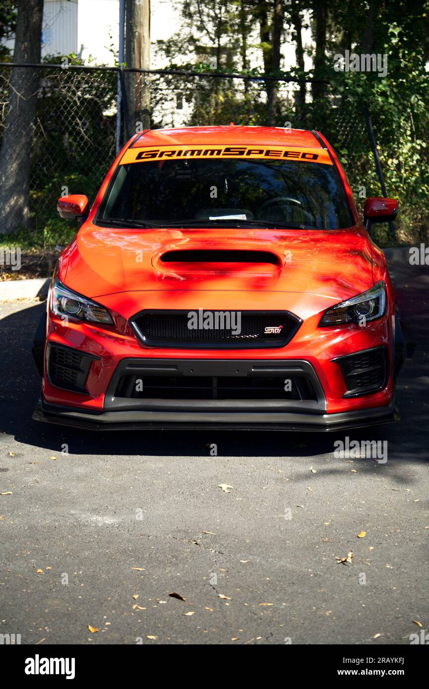red subaru wrx sti sports car Stock Photo - Alamy