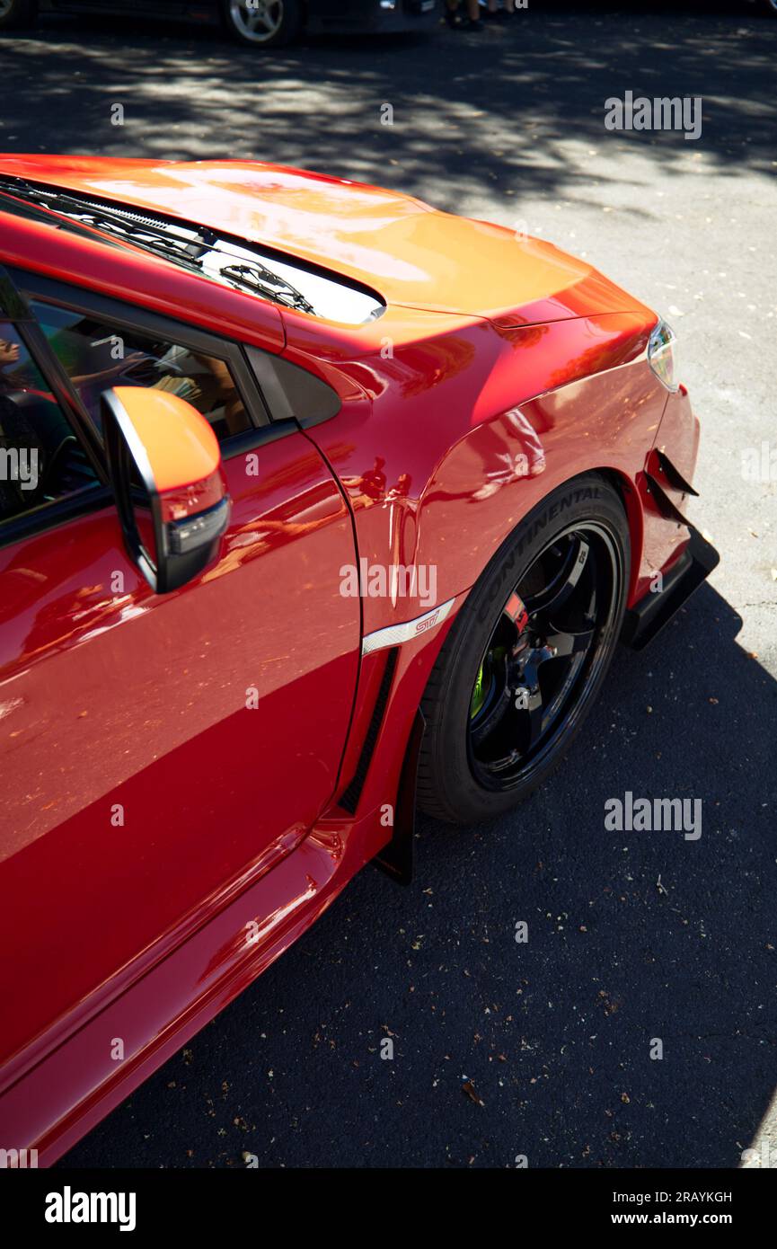red subaru wrx sti sports car Stock Photo - Alamy