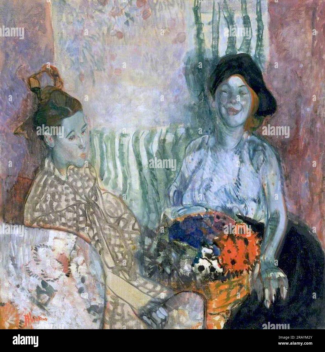Loveday and Ann. Two Women with a Basket of Flowers 1915 by Frances Hodgkins Stock Photo - Alamy