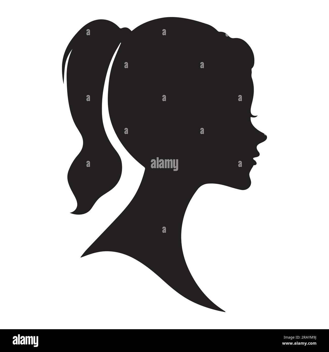 African American Side Silhouette with Curly Hair and Beautiful Face and ...