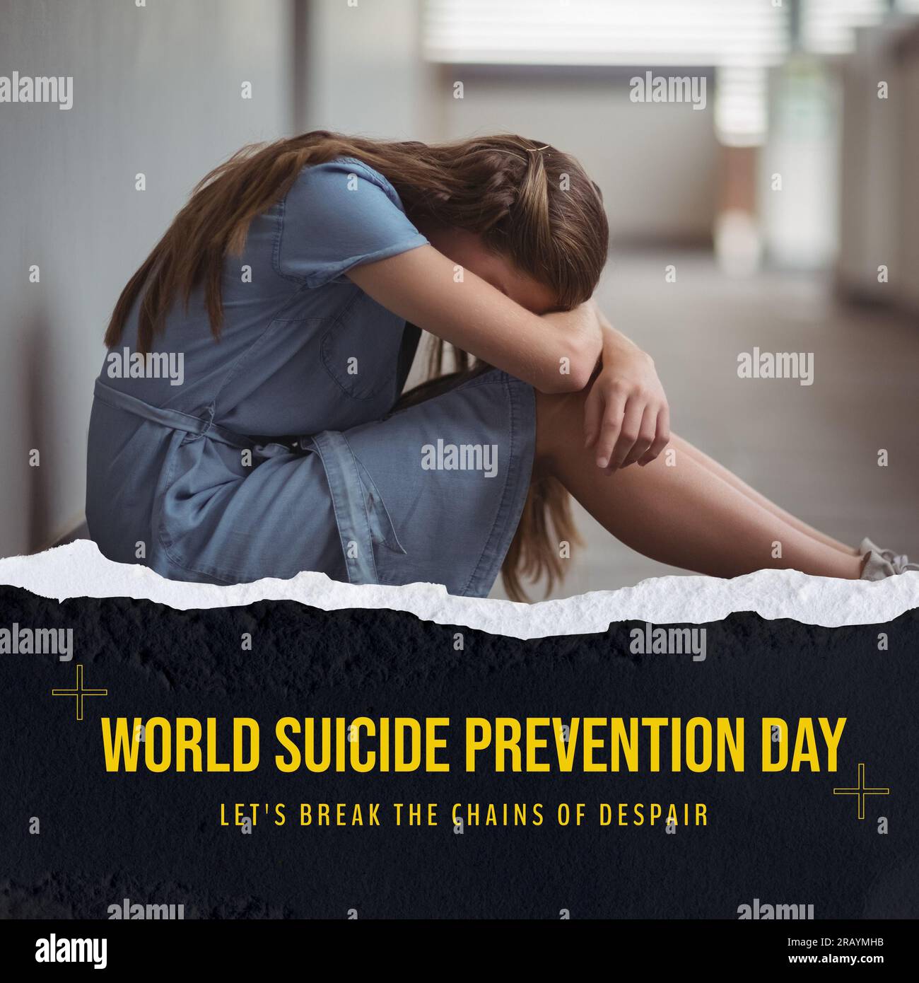 World suicide prevention day, let's break the chains text and sad ...