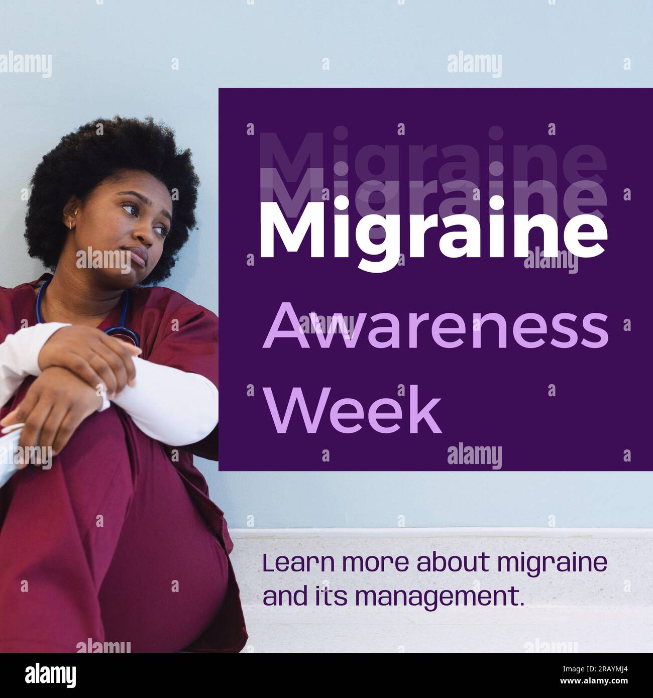 Migraine awareness week, learn more text and distressed african ...