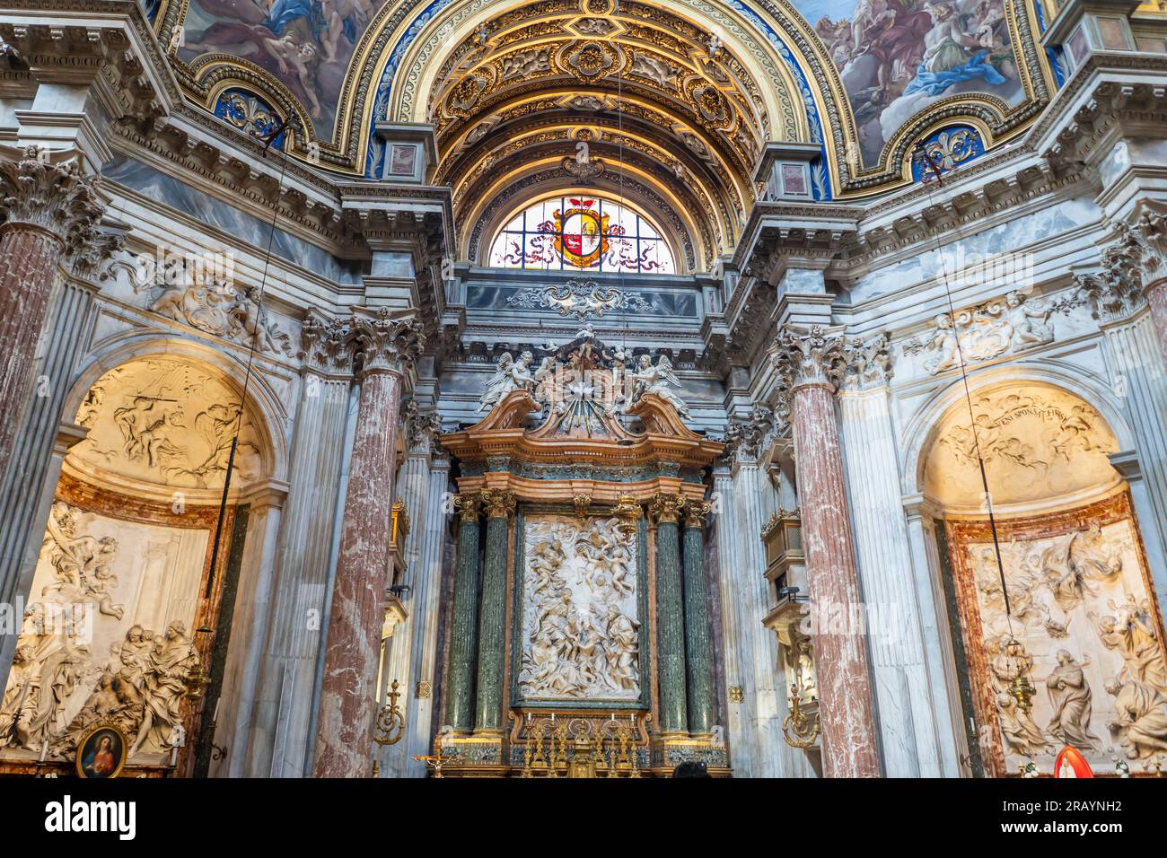 Ceiling and interiors of St Agnese in Agone church in Rome, Italy Stock ...