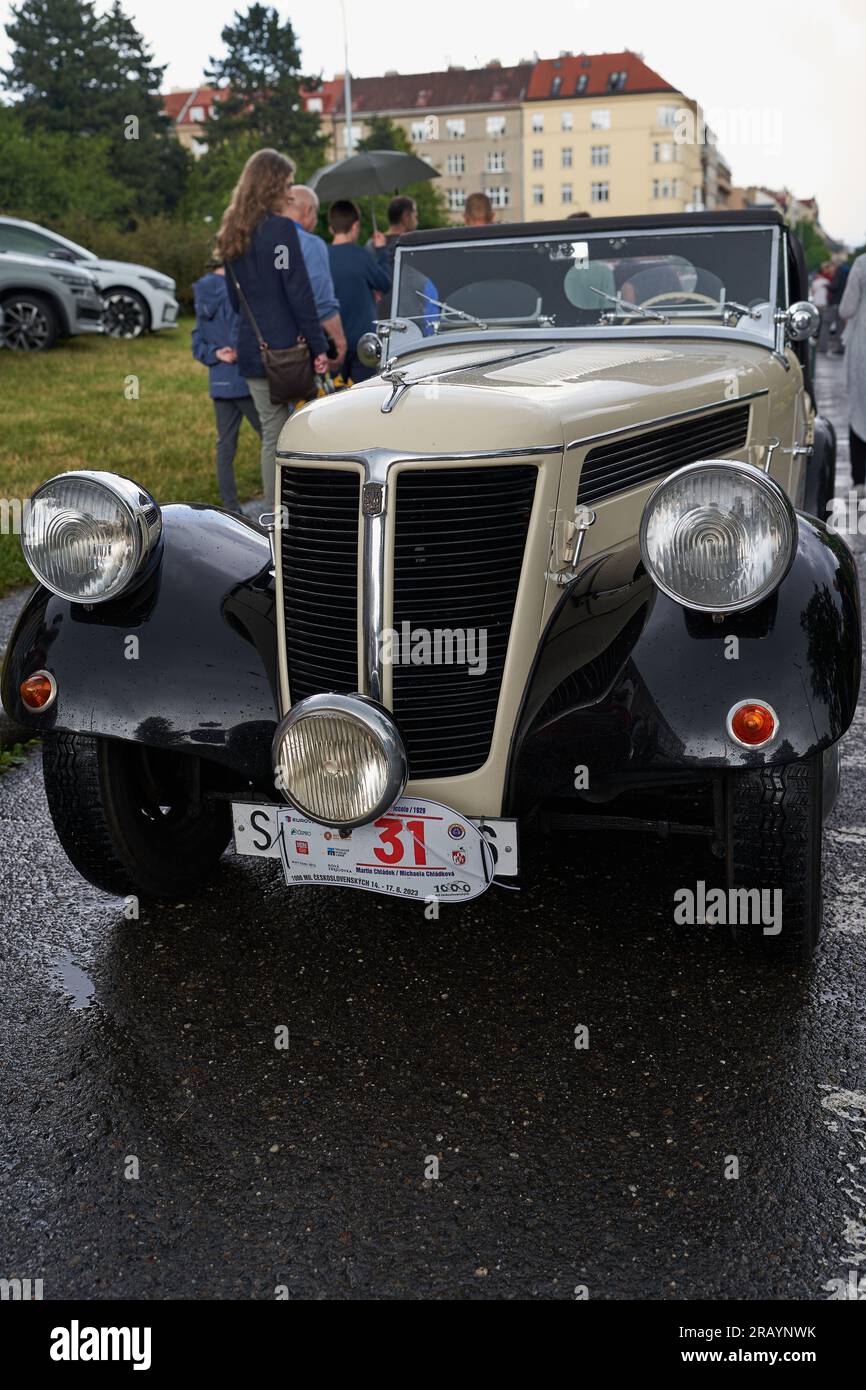 Prague, Czech Republic - June 17, 2023 - finish of the 1000 miles Czechoslovak race at the ...