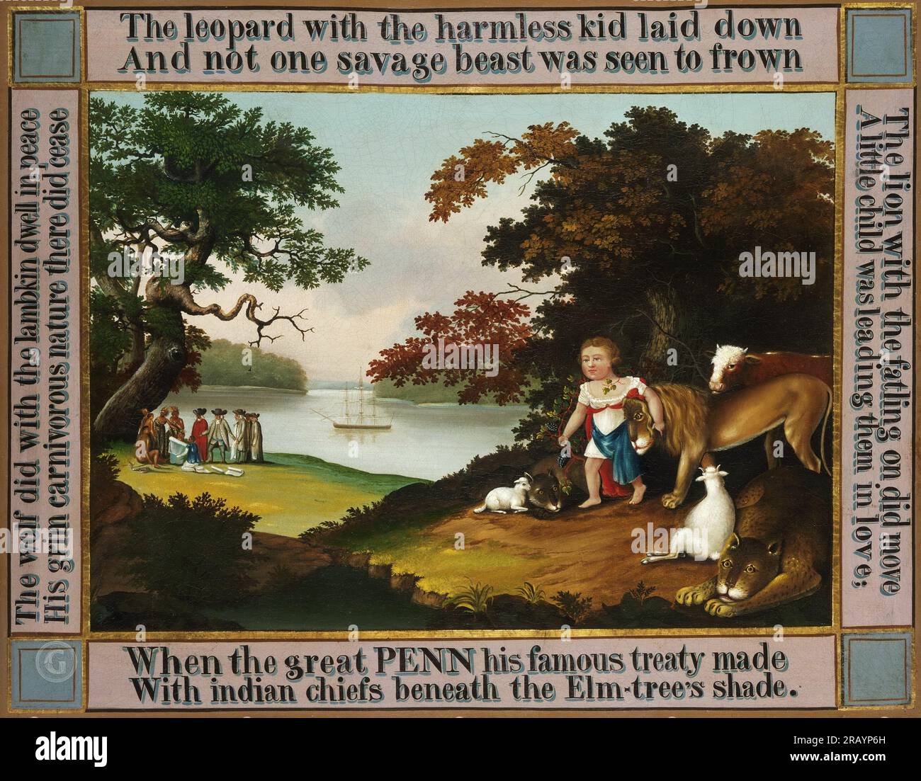 Edward Hicks, American, 1780-1849 -- The Peaceable Kingdom 1826 Stock ...