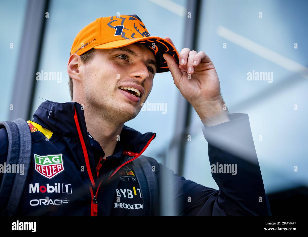 SILVERSTONE - Max Verstappen (Red Bull Racing) arrives at the ...