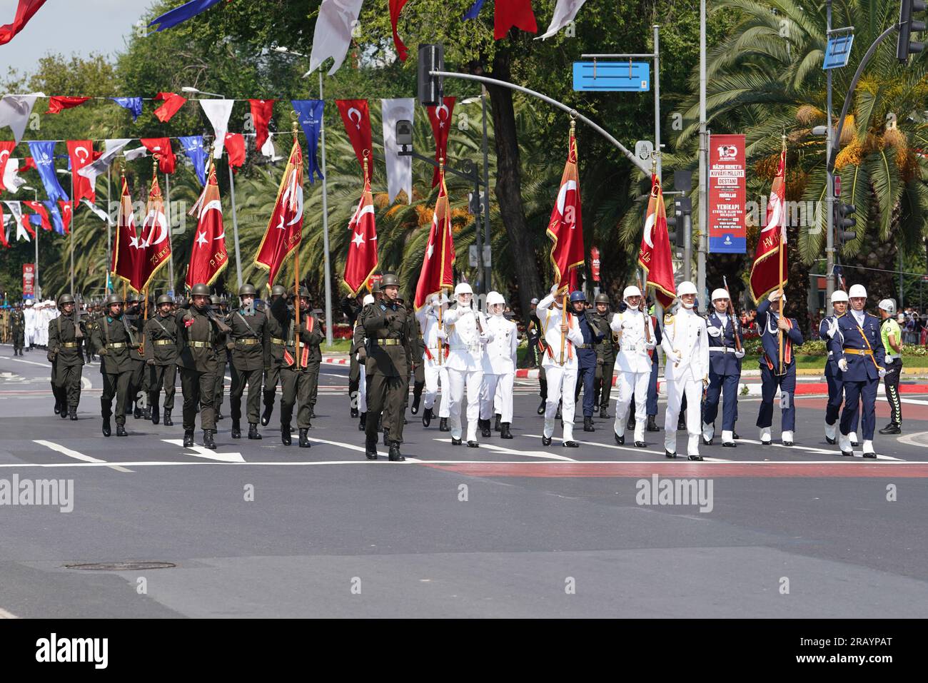 ISTANBUL, TURKIYE - AUGUST 30, 2022: Soldiers march during 100th ...