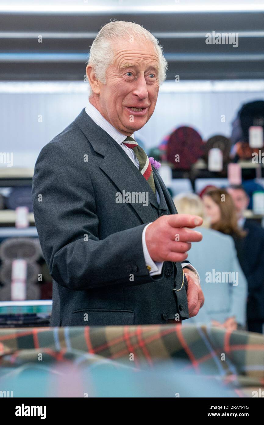 King Charles III during a visit to Lochcarron of Scotland at the ...