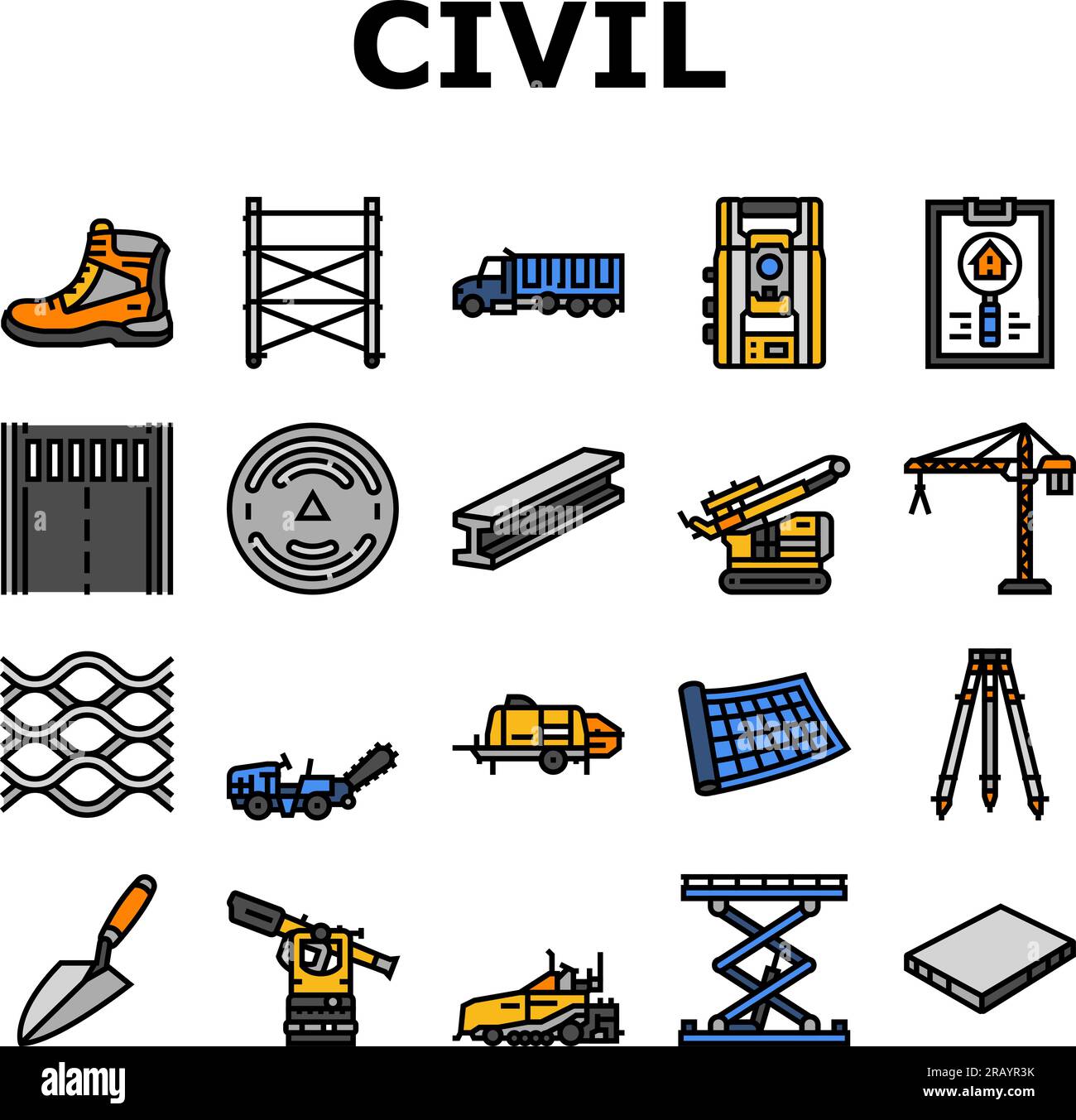 civil engineer industry building icons set vector Stock Vector Image ...