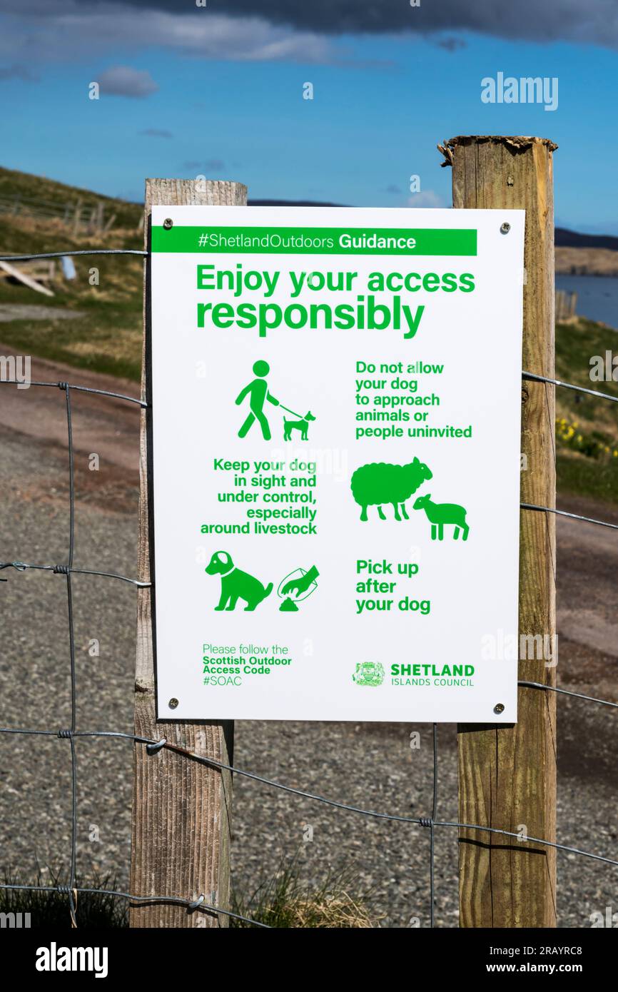 A sign on Shetland asks people to enjoy access responsibly and control ...