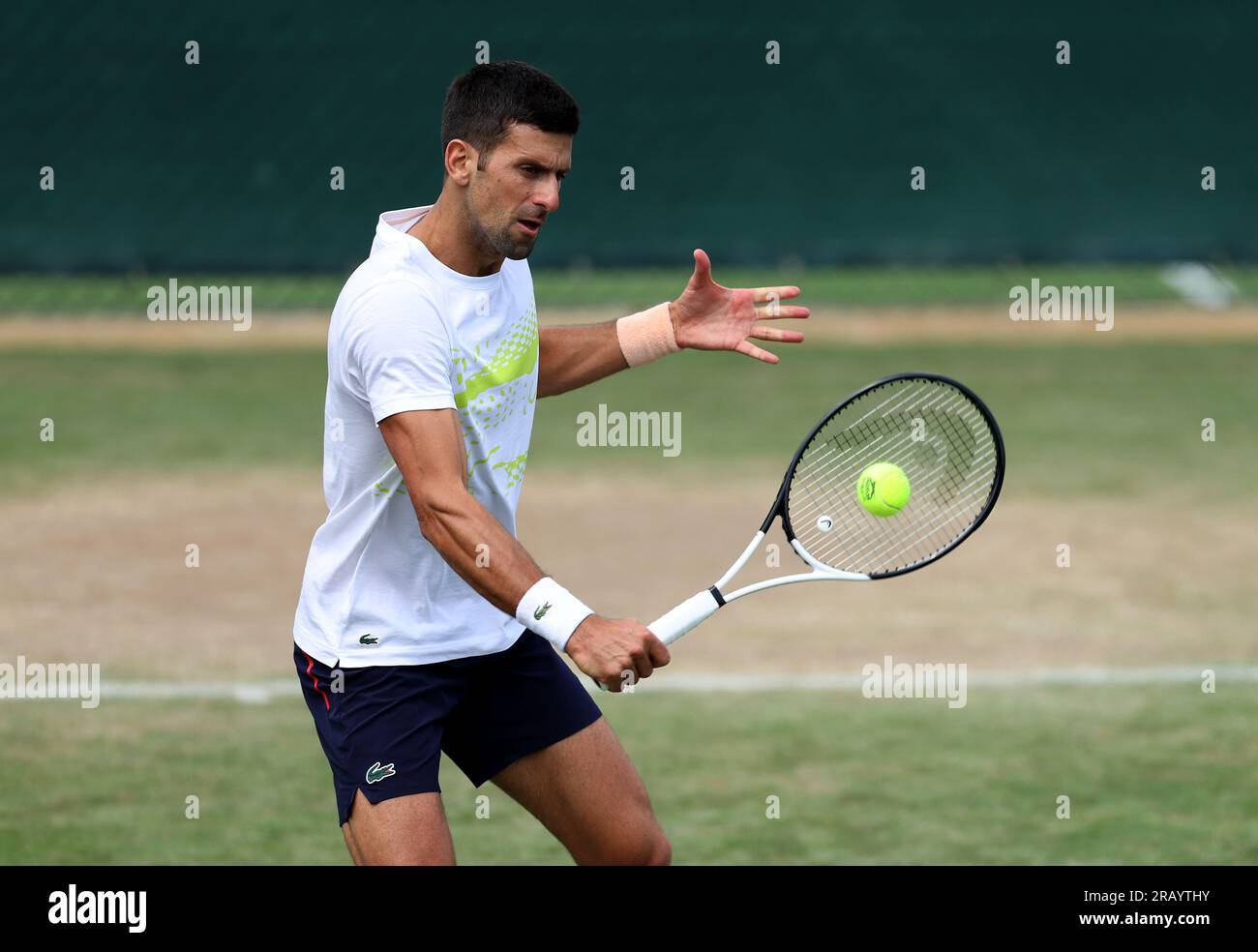 Novak Djokovic on the practice courts on day four of the 2023 Wimbledon ...
