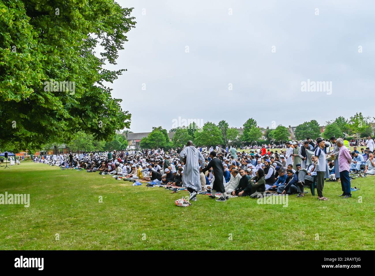 Eid al-Adha, Eid prayers in the Plashet Park in Newham, London Stock ...