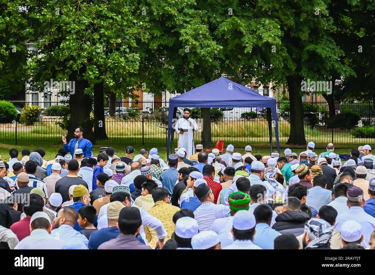 Eid al-Adha, Eid prayers in the Plashet Park in Newham, London Stock ...