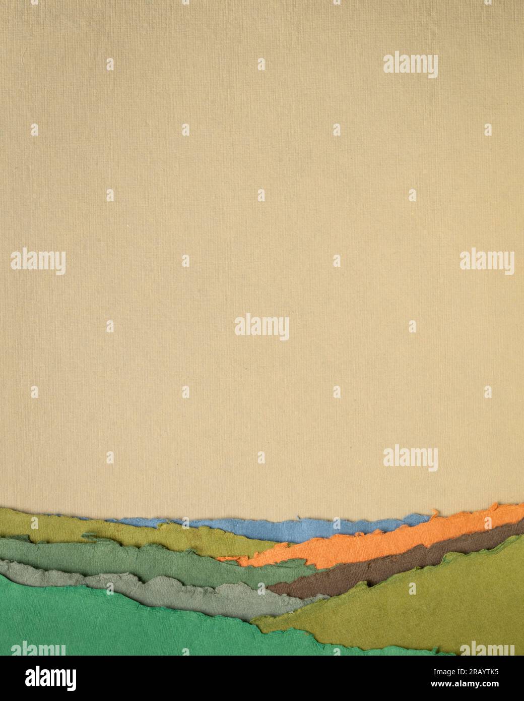 abstract paper landscape in earth pastel tones - collection of handmade ...