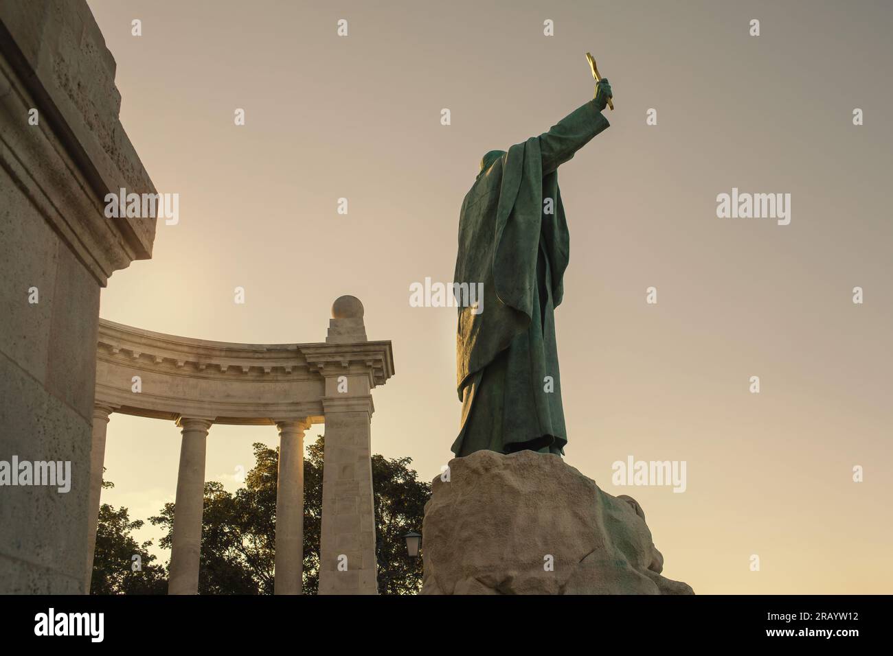 Statue of bishop on the Gellert Hill in Budapest,Hungary. High quality ...