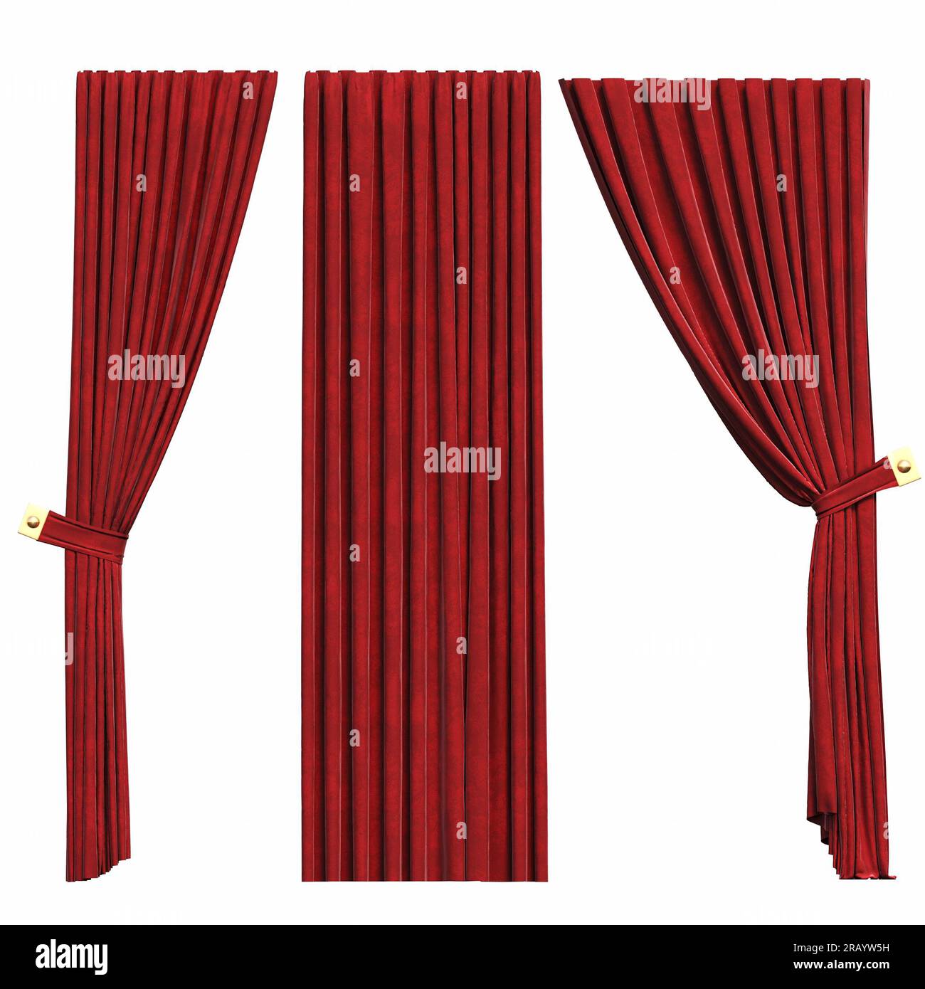 curtain isolated on white background, interior decorations, 3D ...