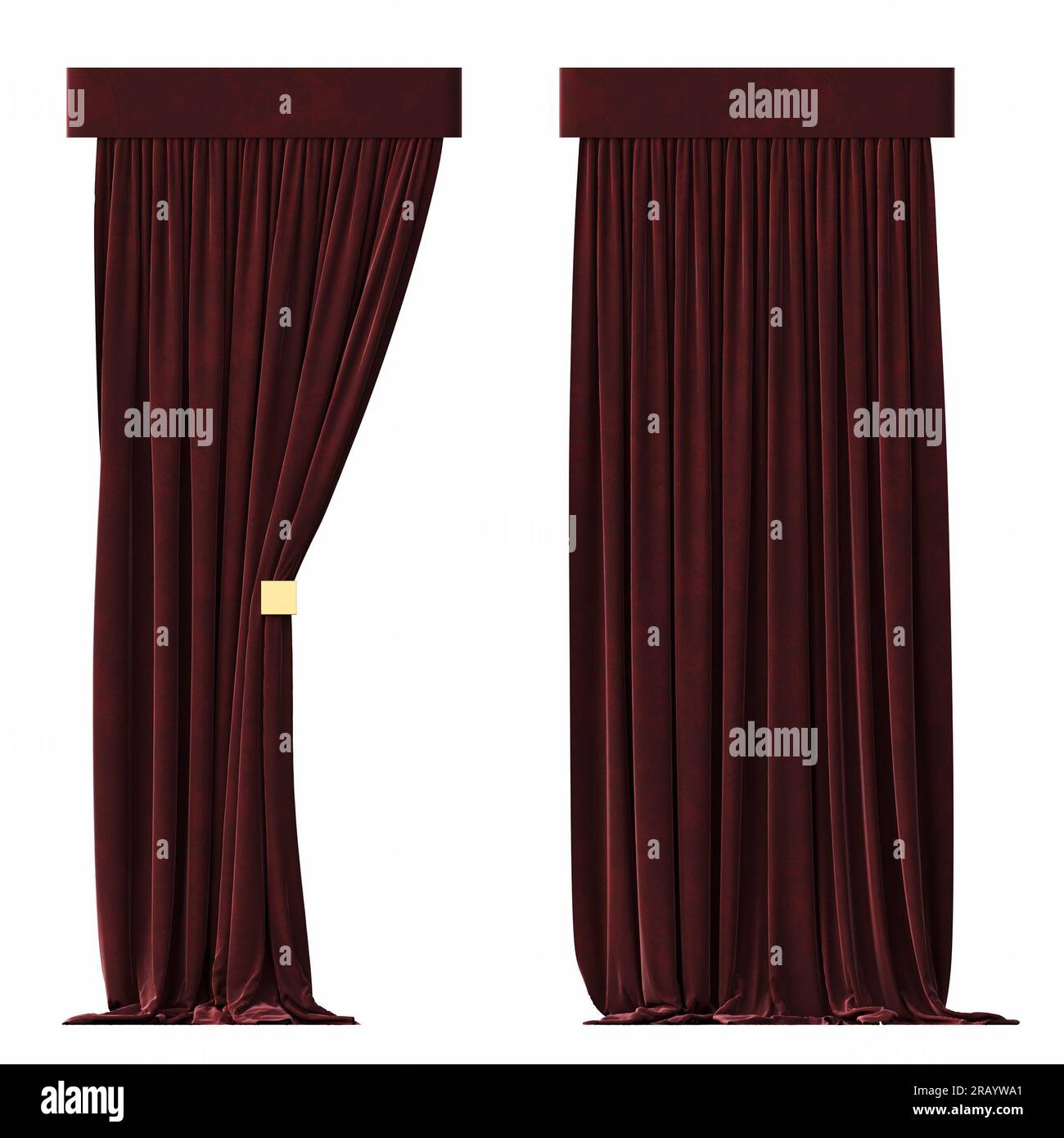 curtain isolated on white background, interior decorations, 3D ...