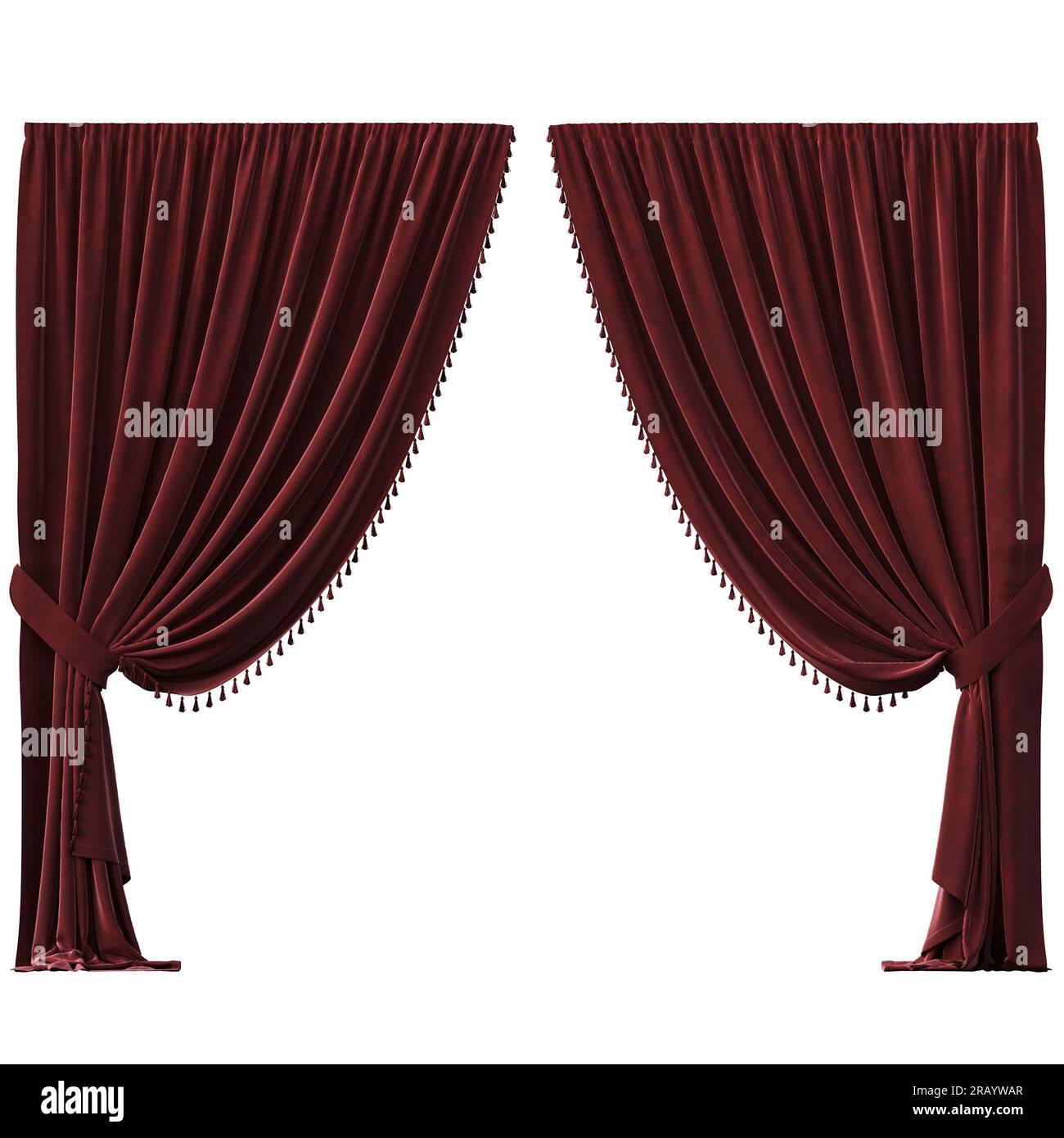 curtain isolated on white background, interior decorations, 3D ...