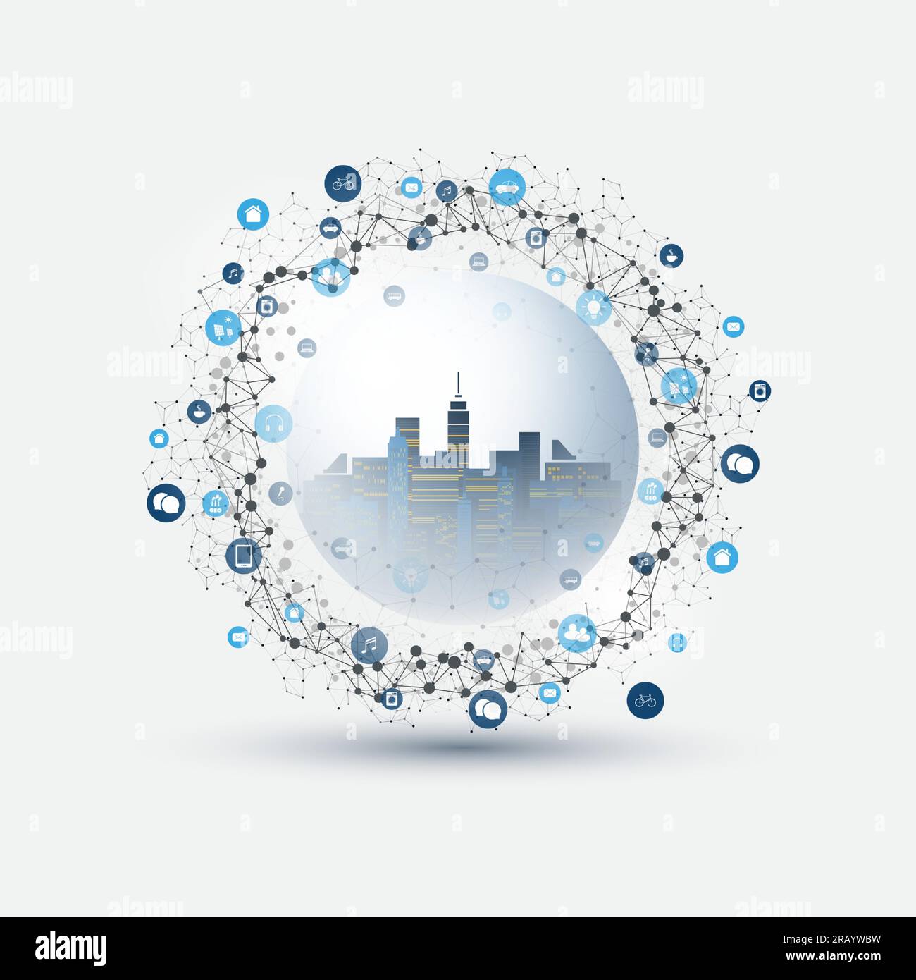 Futuristic Smart City, IoT and Cloud Computing Design Concept with ...