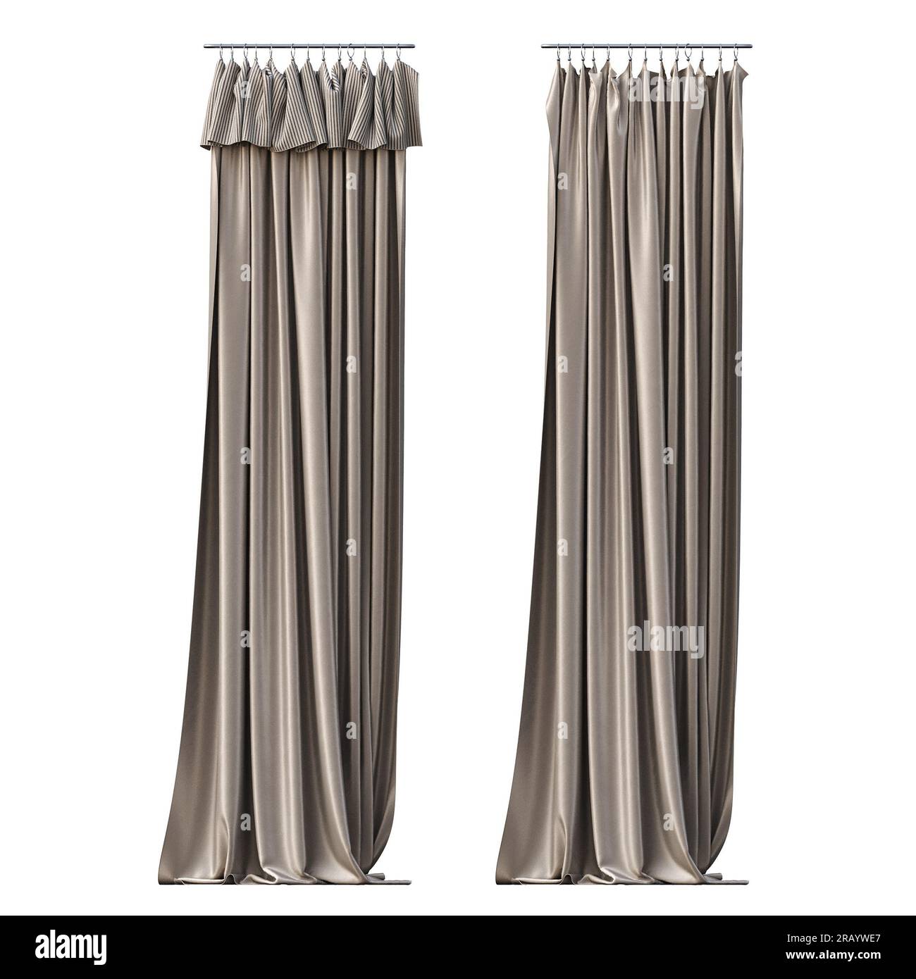 curtain isolated on white background, interior decorations, 3D ...