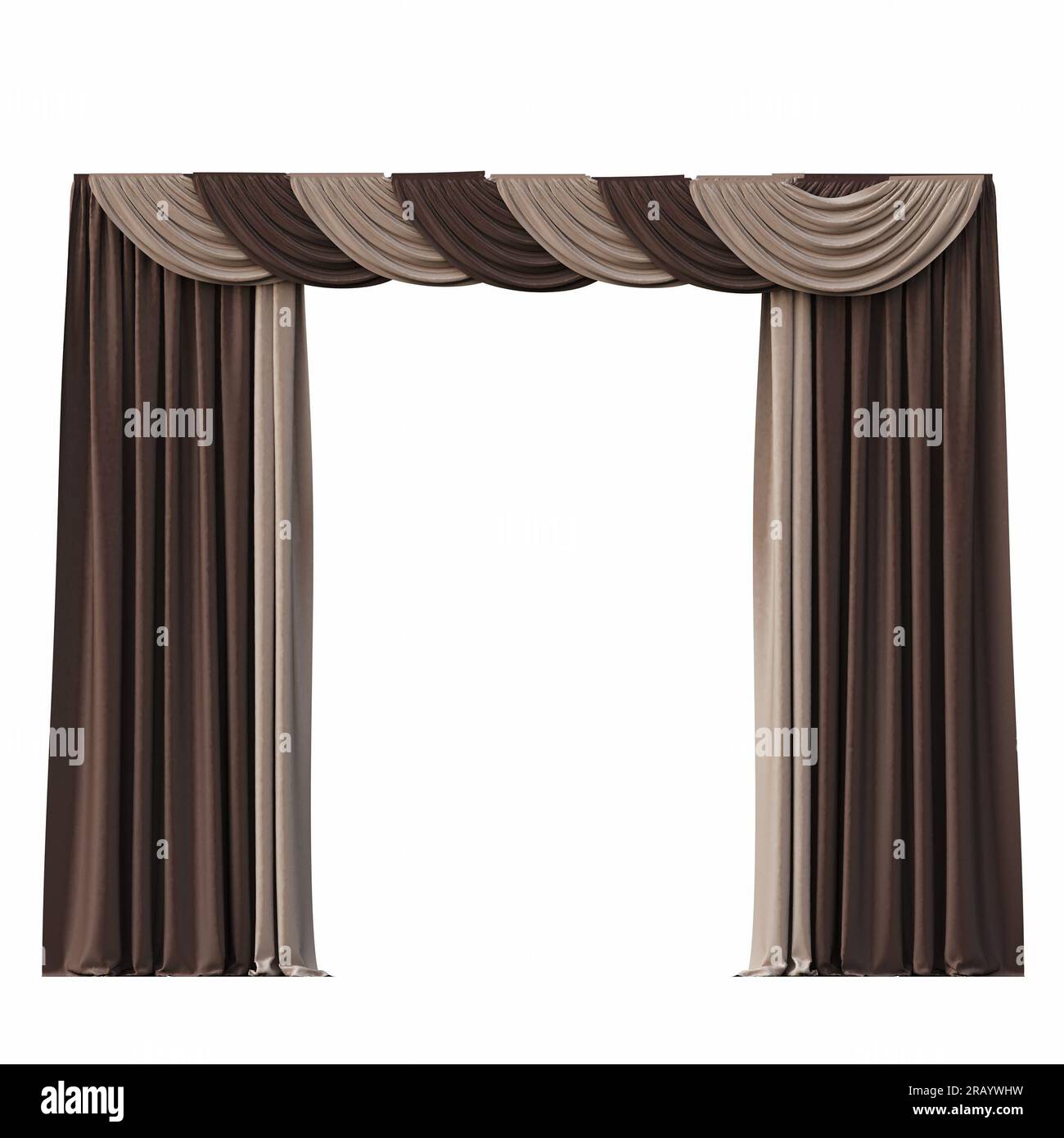 curtain isolated on white background, interior decorations, 3D ...