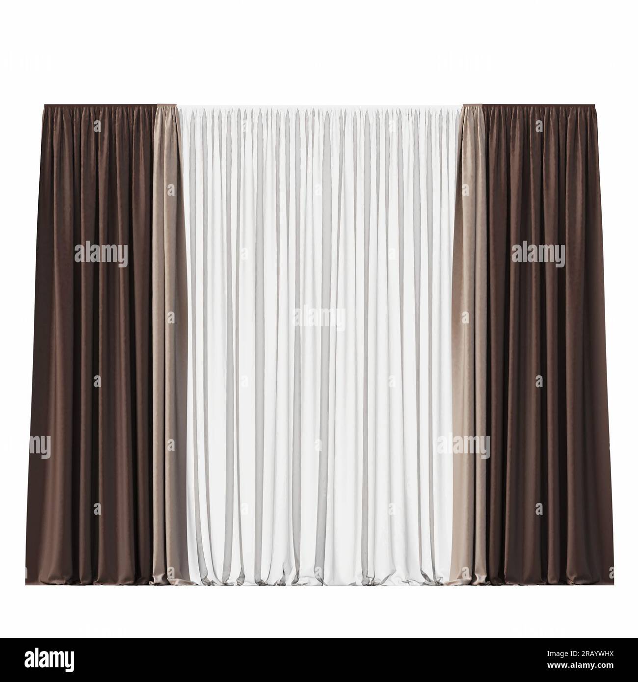 curtain isolated on white background, interior decorations, 3D ...