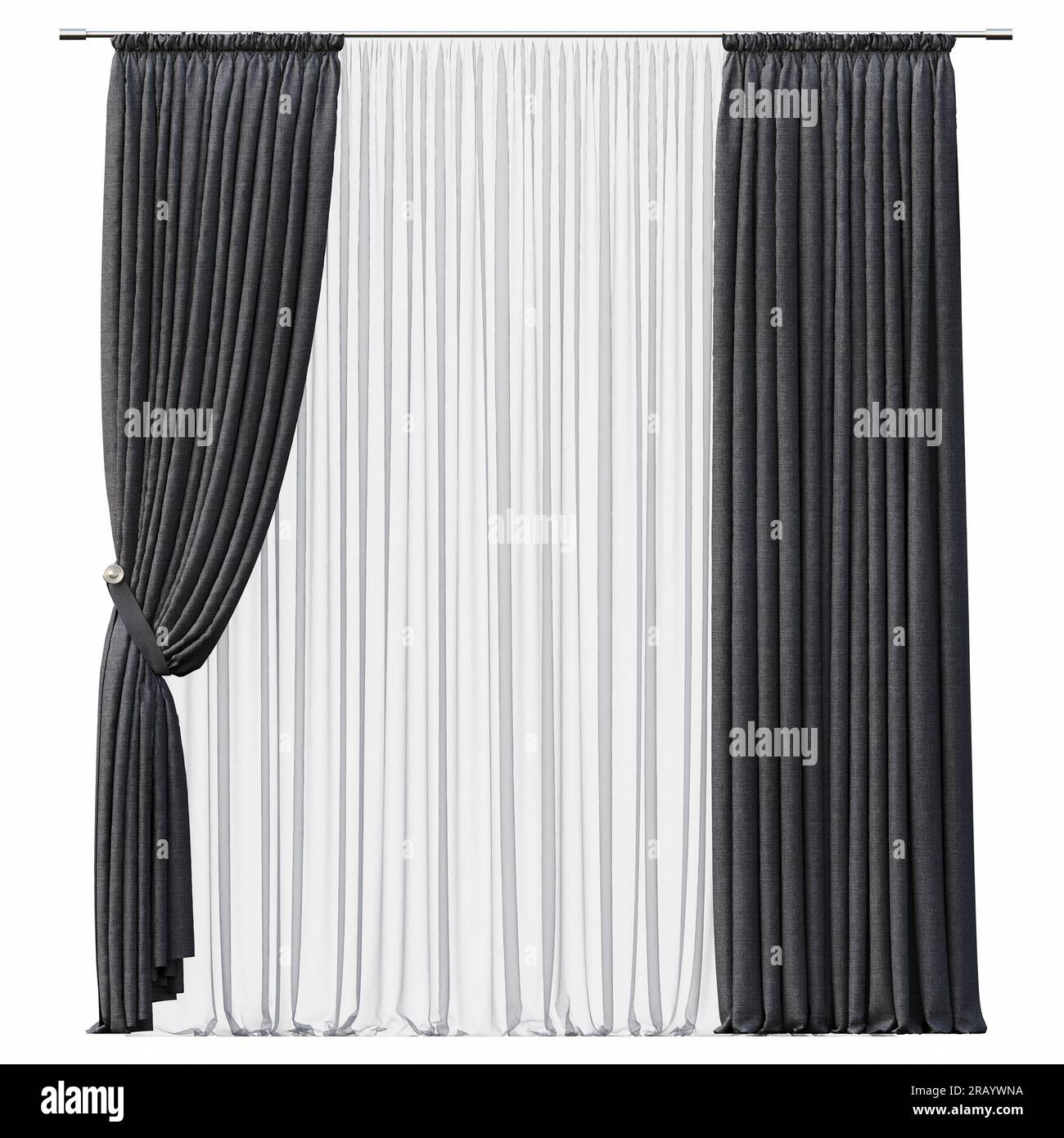 curtain isolated on white background, interior decorations, 3D ...