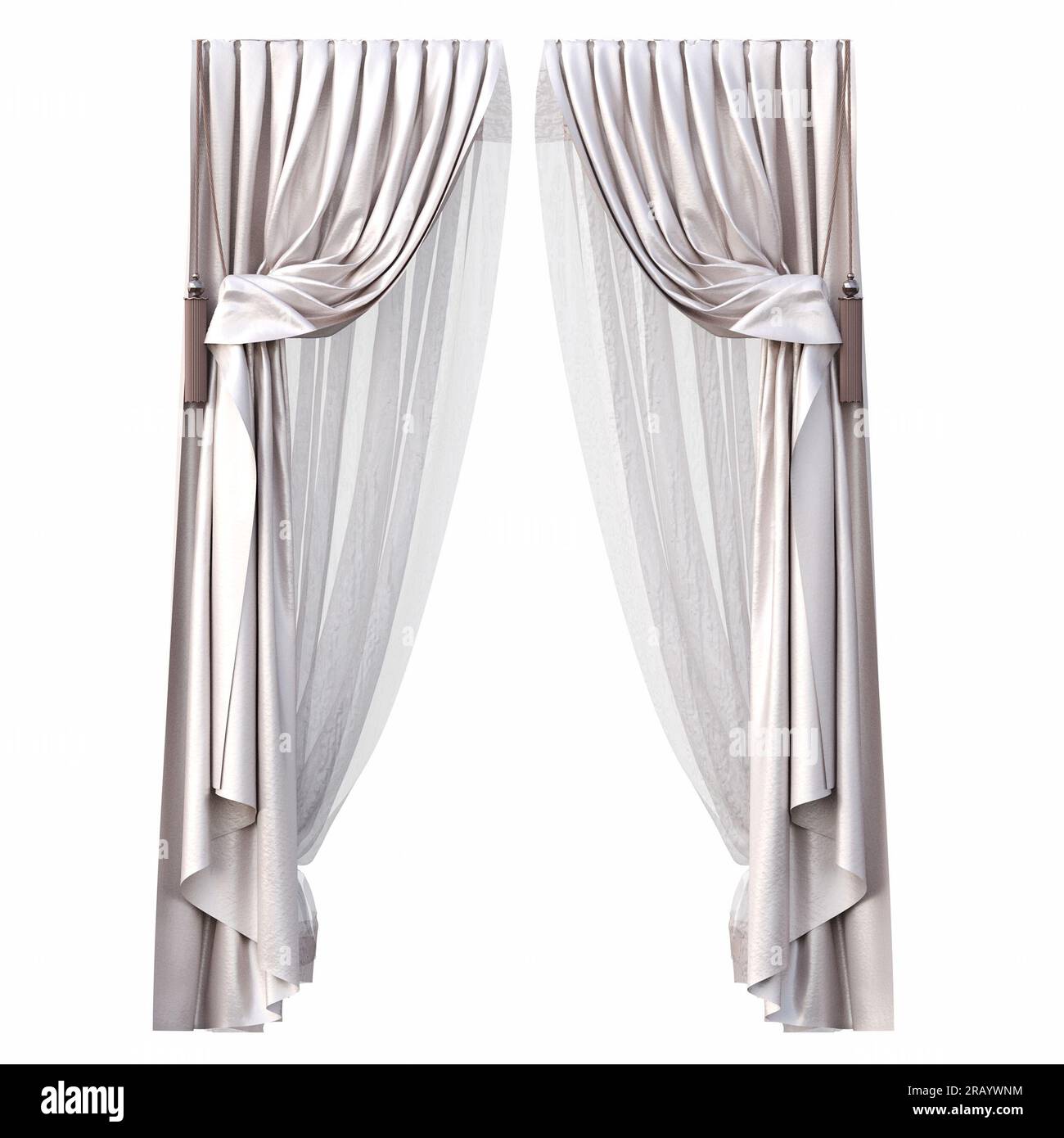 curtain isolated on white background, interior decorations, 3D ...