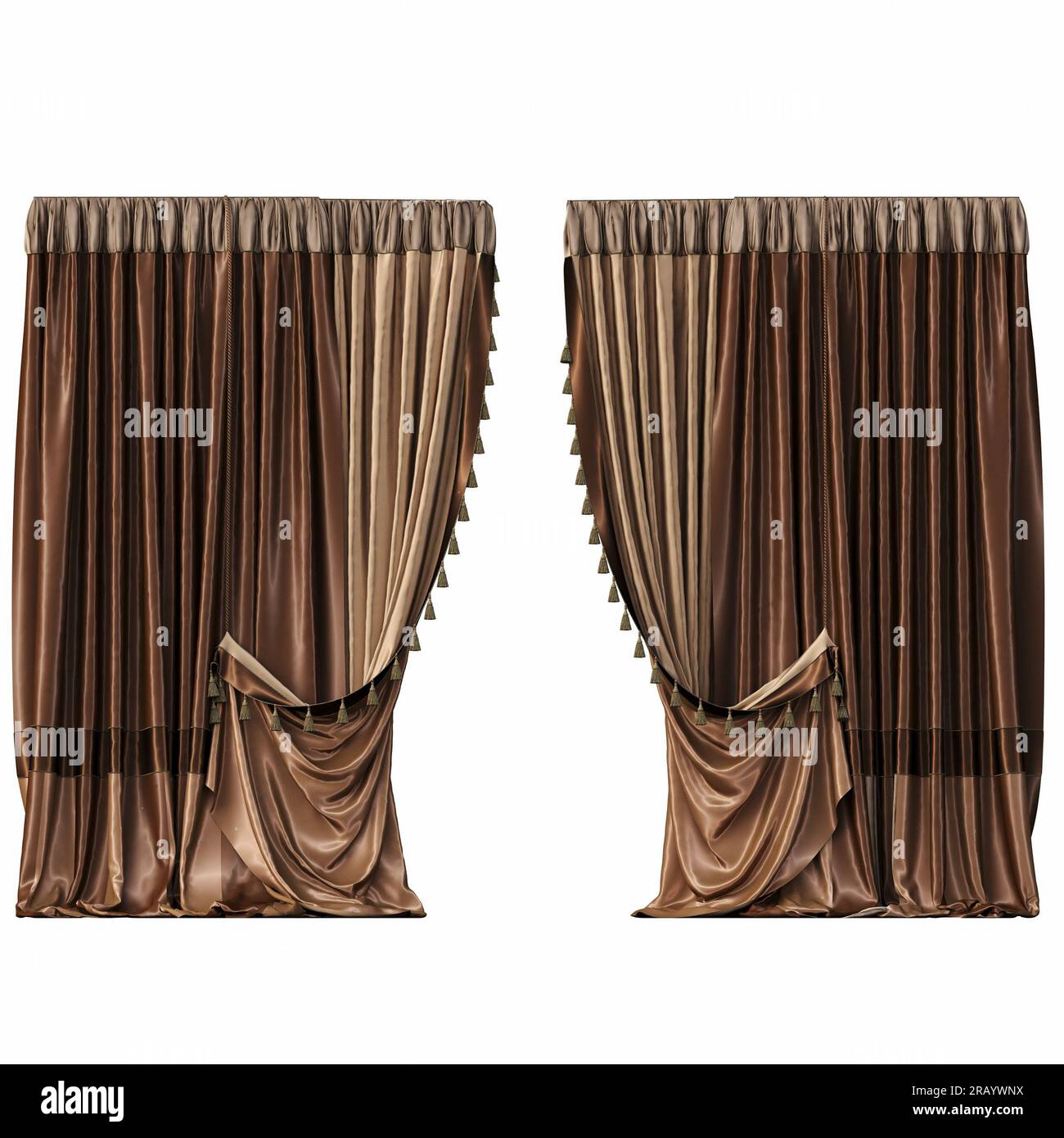 curtain isolated on white background, interior decorations, 3D ...