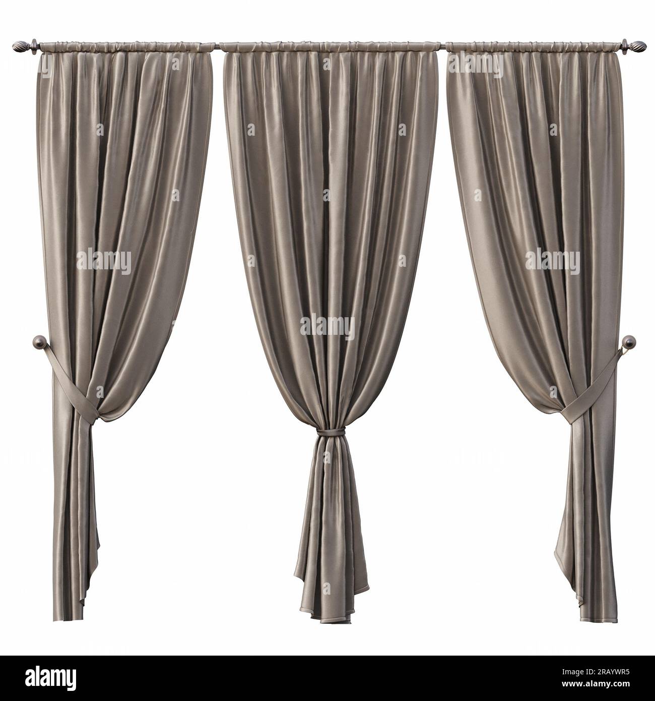 curtain isolated on white background, interior decorations, 3D ...