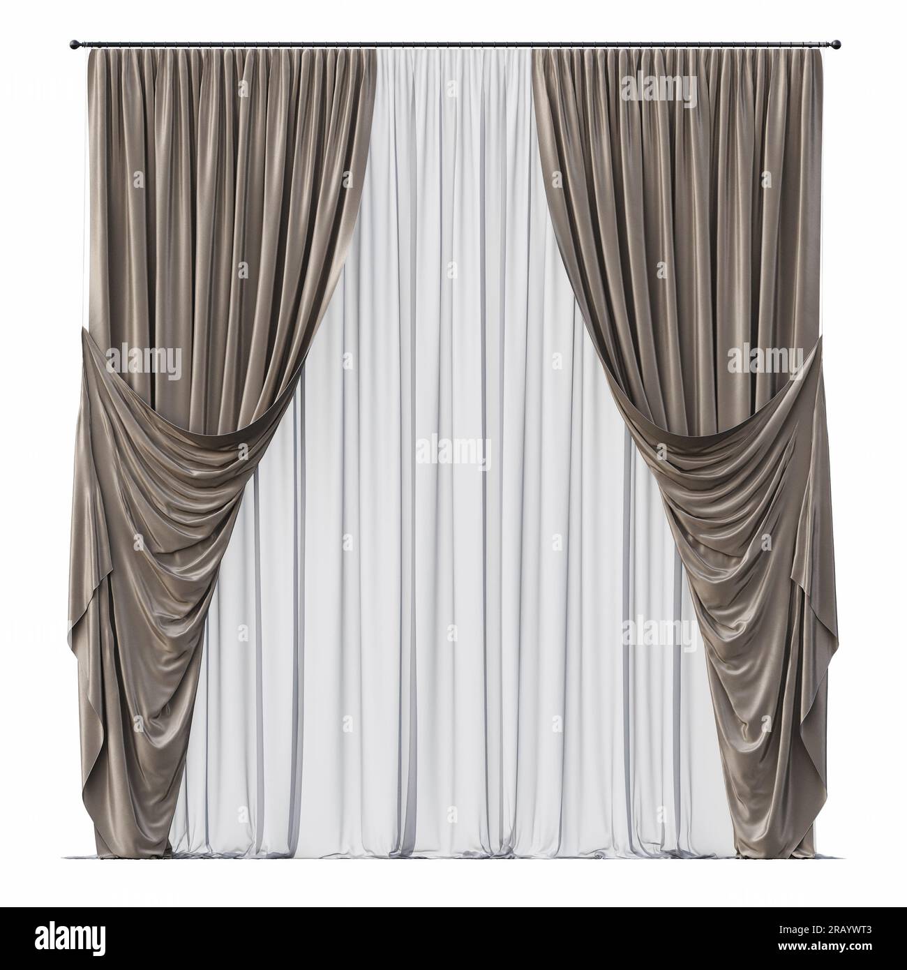 curtain isolated on white background, interior decorations, 3D ...