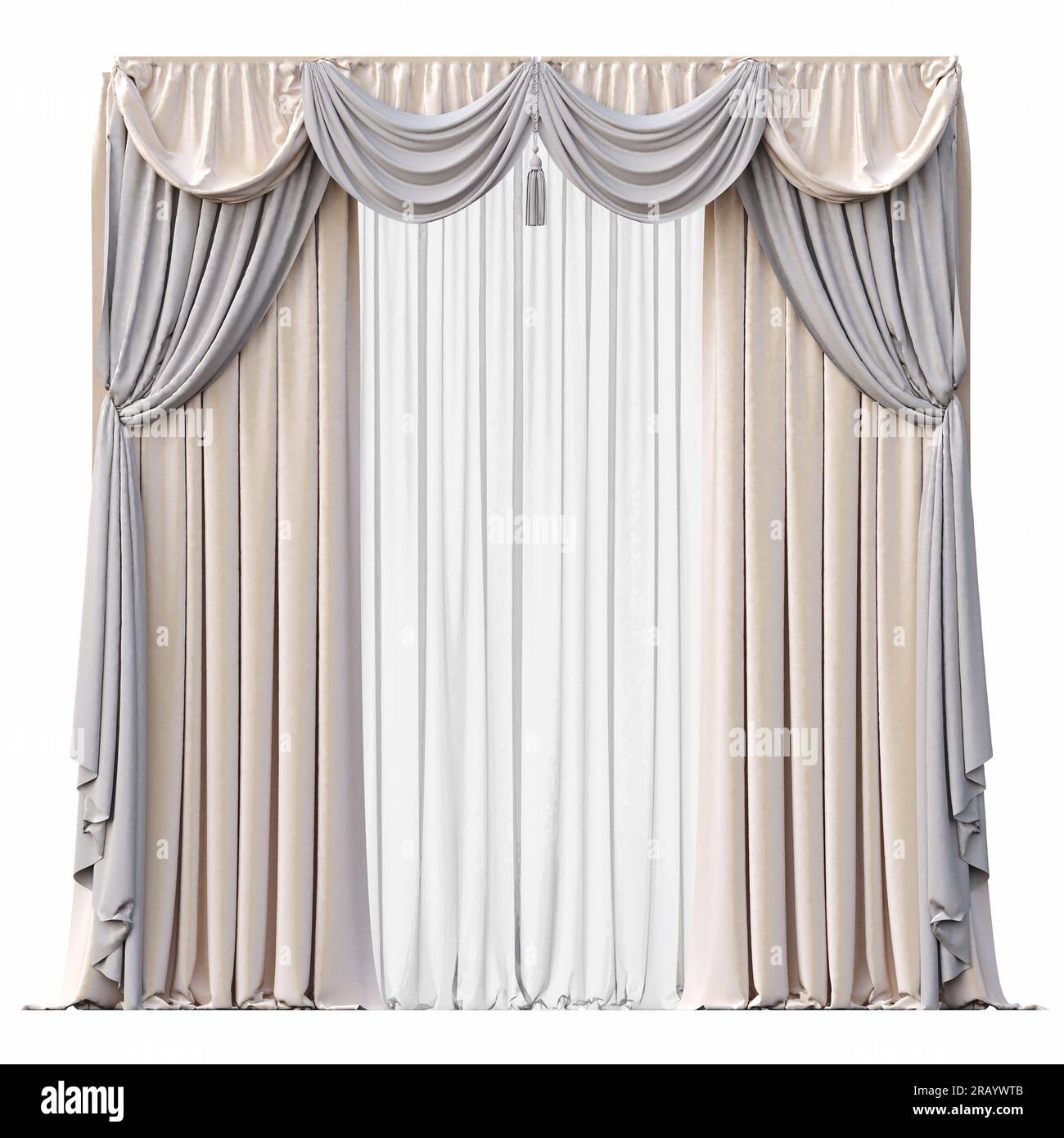 curtain isolated on white background, interior decorations, 3D ...