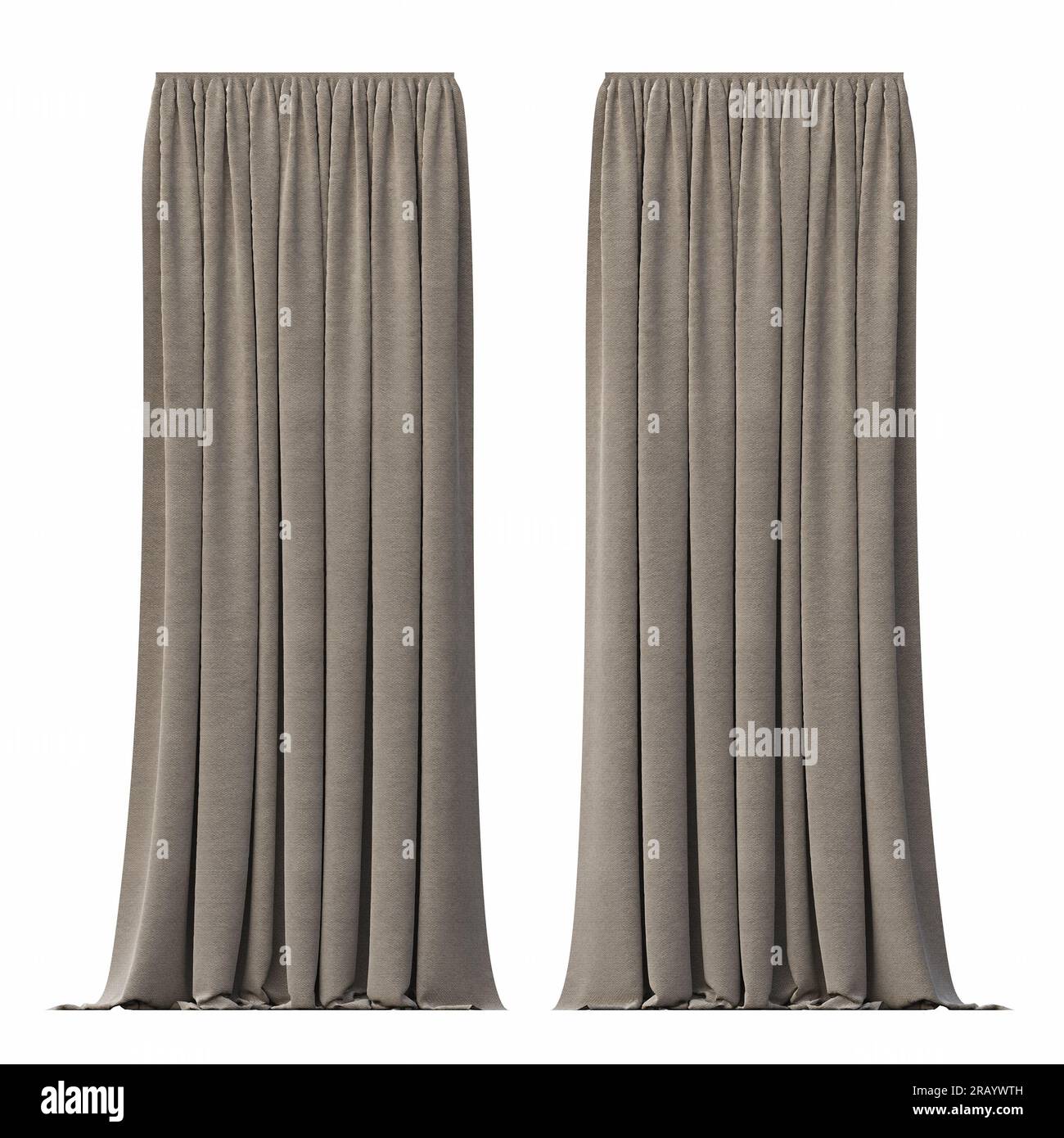 curtain isolated on white background, interior decorations, 3D ...