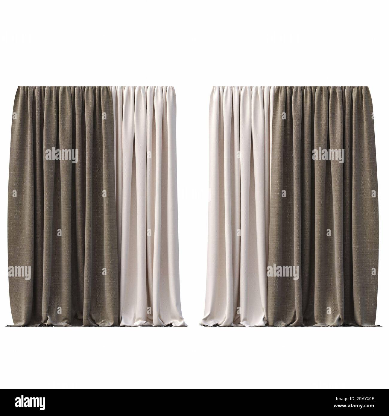 curtain isolated on white background, interior decorations, 3D ...