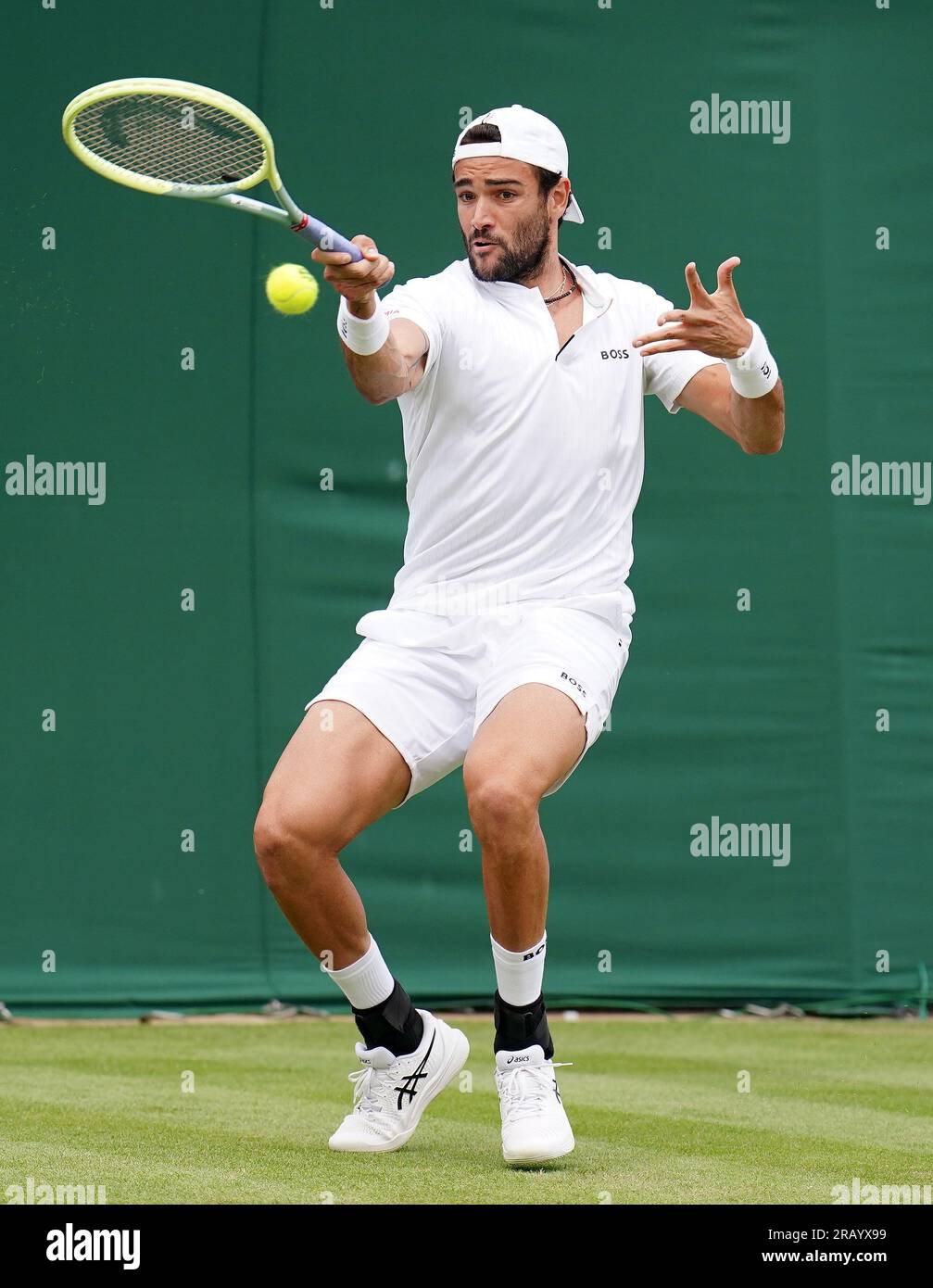 Matteo Berrettini in action against Lorenzo Sonego (not pictured) on day four of the 2023 ...