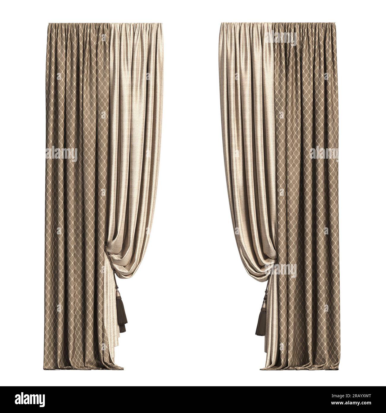 curtain isolated on white background, interior decorations, 3D ...