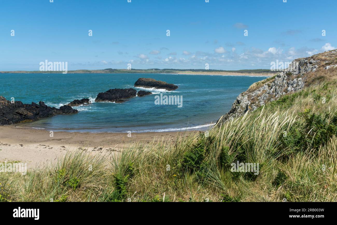 Scenic outlook from Ynys Llanddwyn, Anglesey, North Wales, UK. Taken on ...