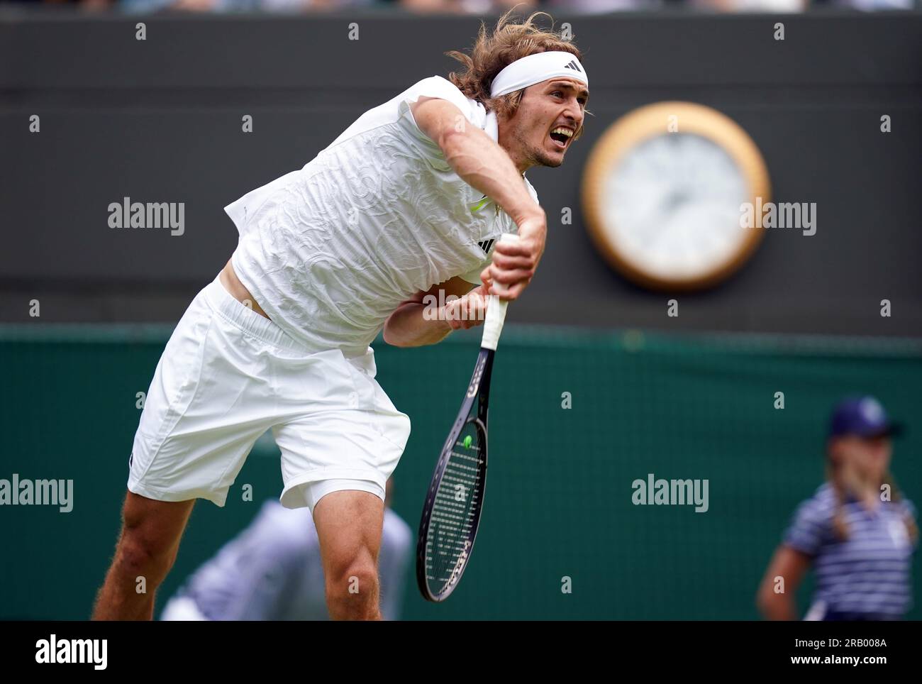 Alexander Zverev in action against Gijs Brouwer (not pictured) on day four of the 2023 Wimbledon ...