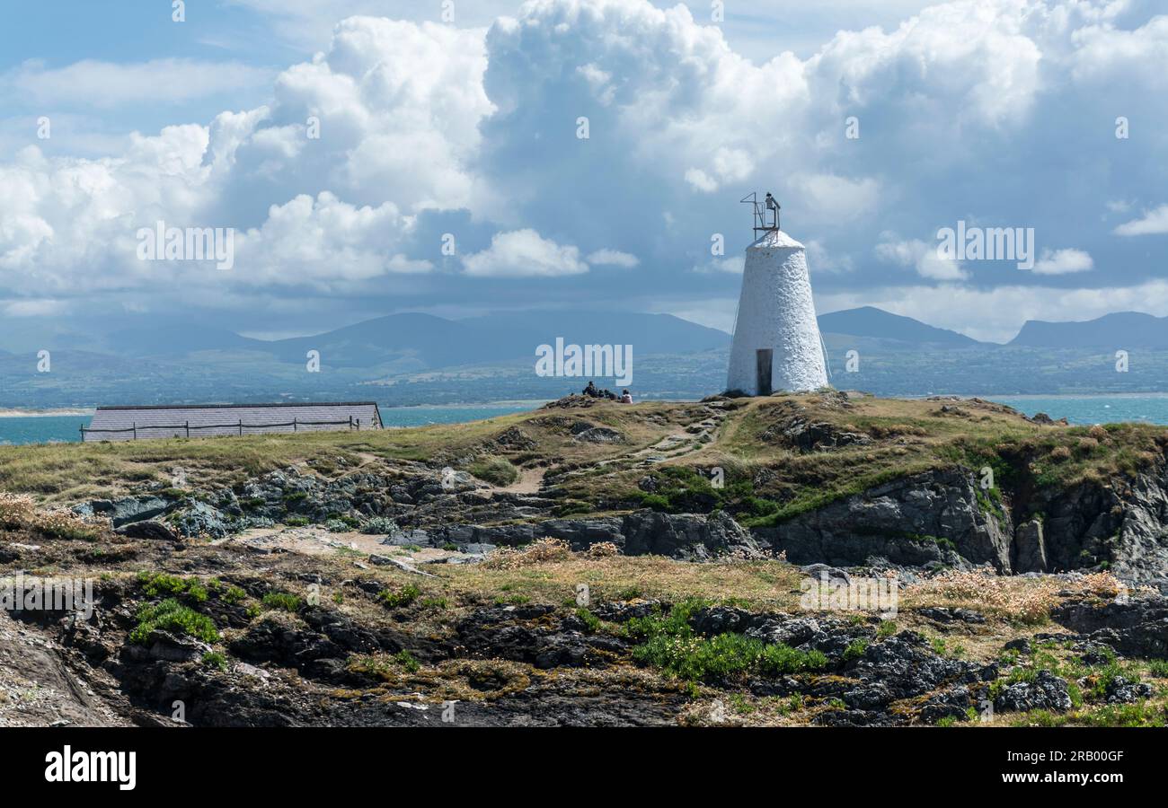 View of Twr Bach lighthouse on Llanddwyn Island, Anglesey, North Wales ...