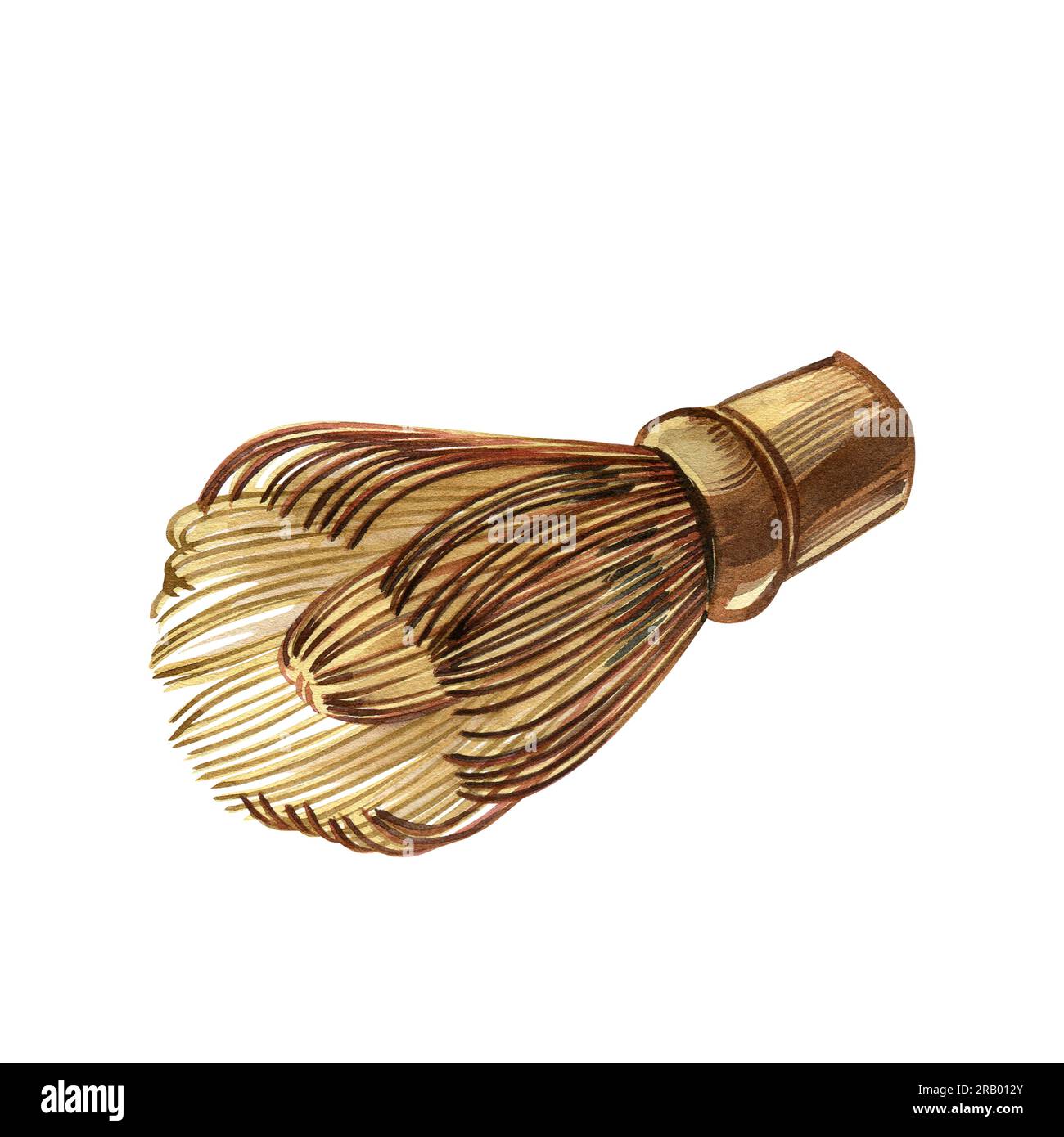 Bamboo whisk for green tea matcha isolated on white background ...