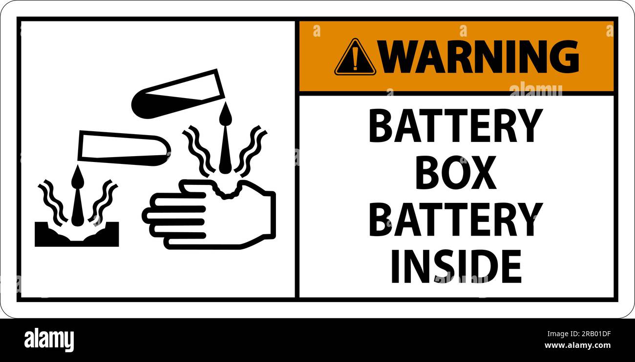 Warning Battery Box Battery Inside Sign With Symbol Stock Vector Image ...