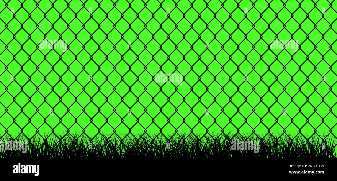 Steel wire chain, line fence. Chromakey, green screen background ...