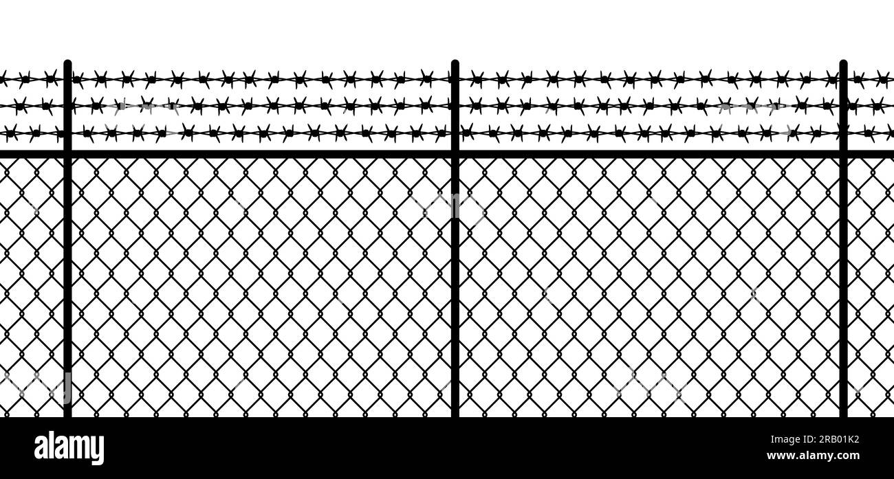 Steel wire chain, barbed wire. Chainlink fence. Safety fence pattern ...