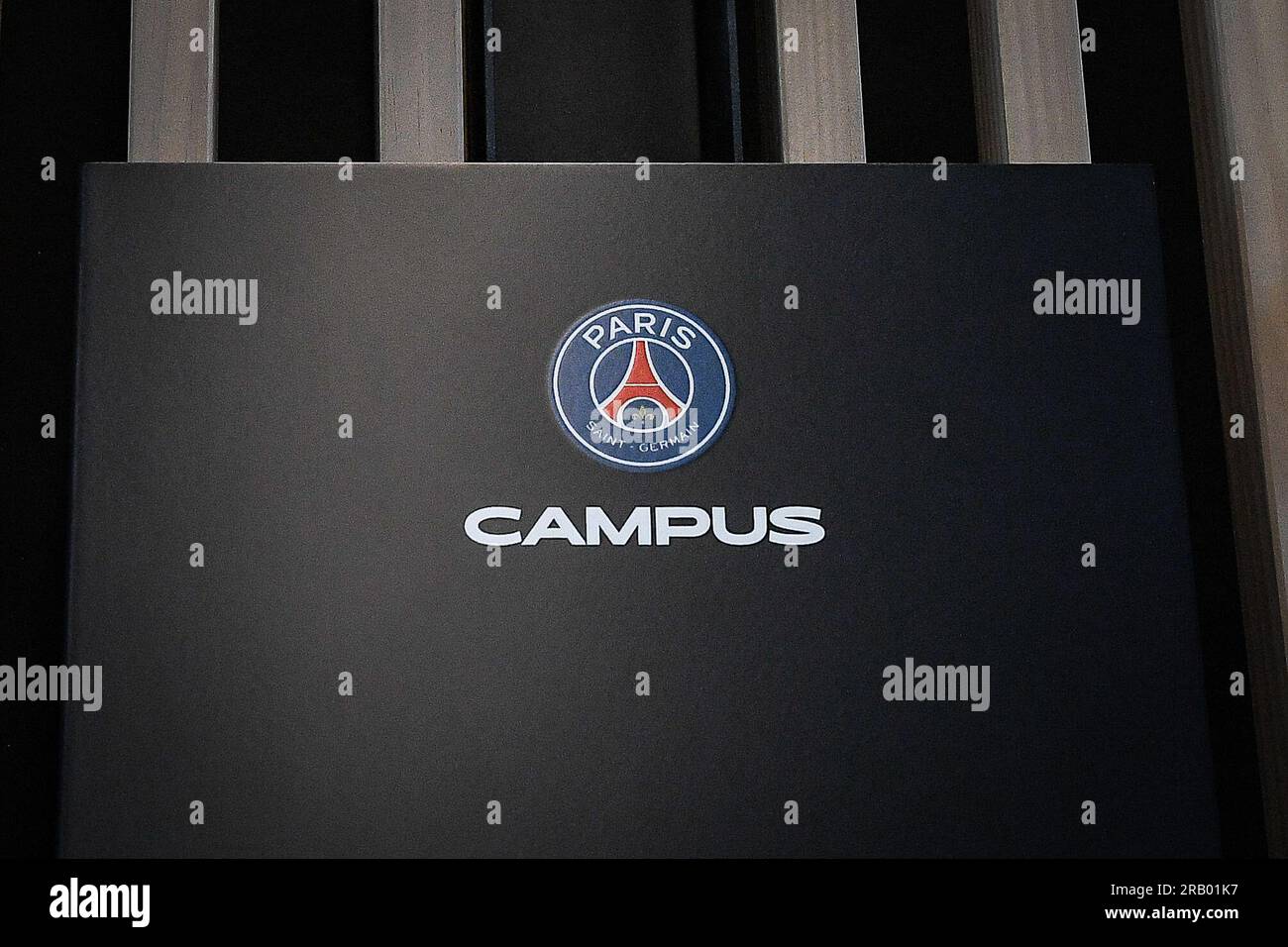 Illustration of the official PSG logo at Campus PSG, the new training ...