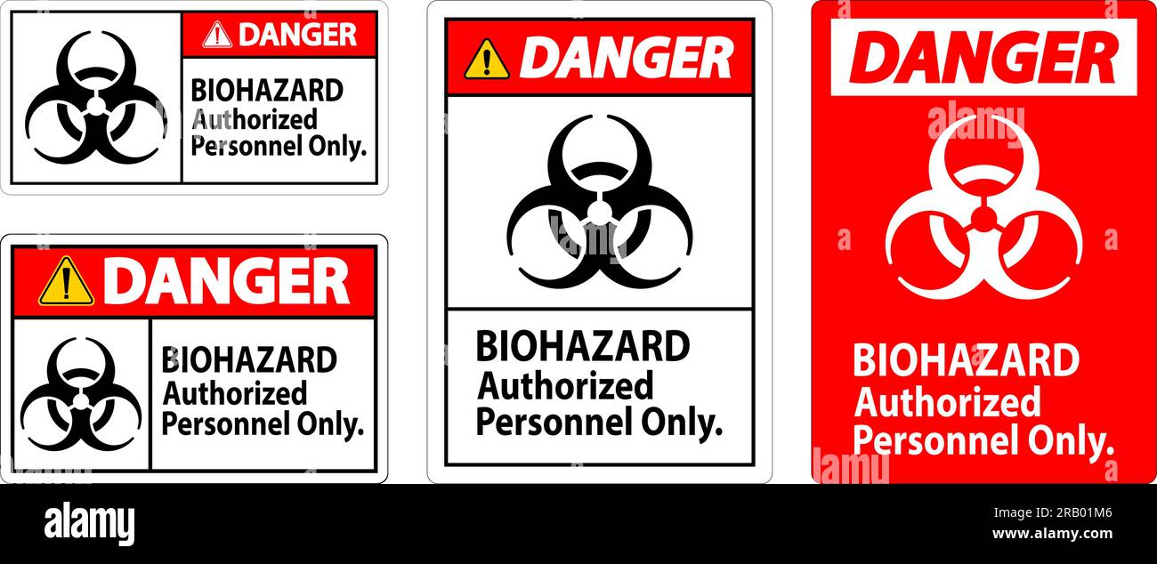 Danger Label Biohazard Authorized Personnel Only Stock Vector Image ...
