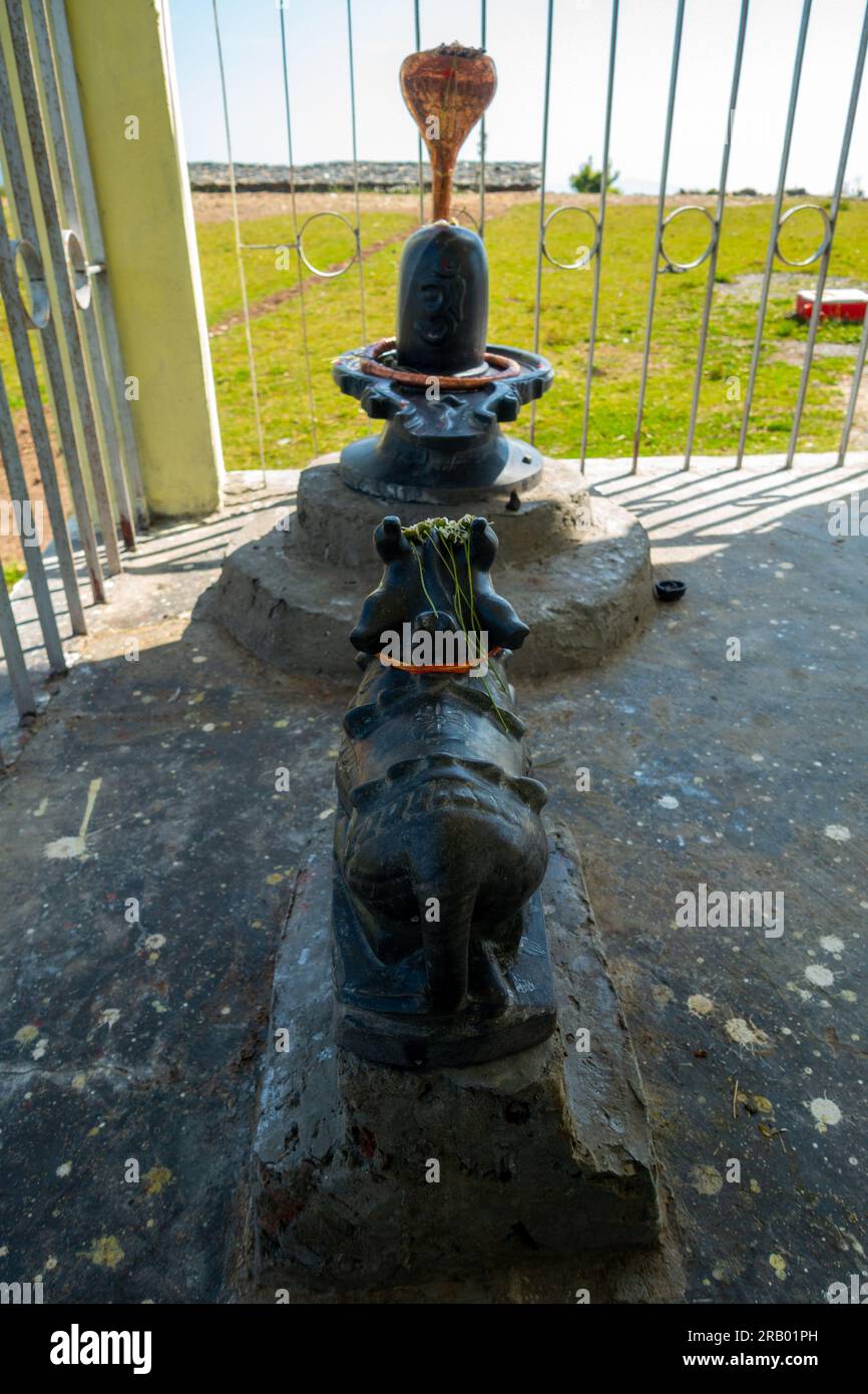 June 28th 2023,Nagthat, Uttarakhand, India.Black stone Shiva Linga, a ...