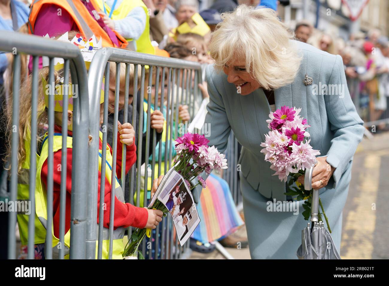 Britain's Queen Camilla meets a well wisher, during a tour of the ...