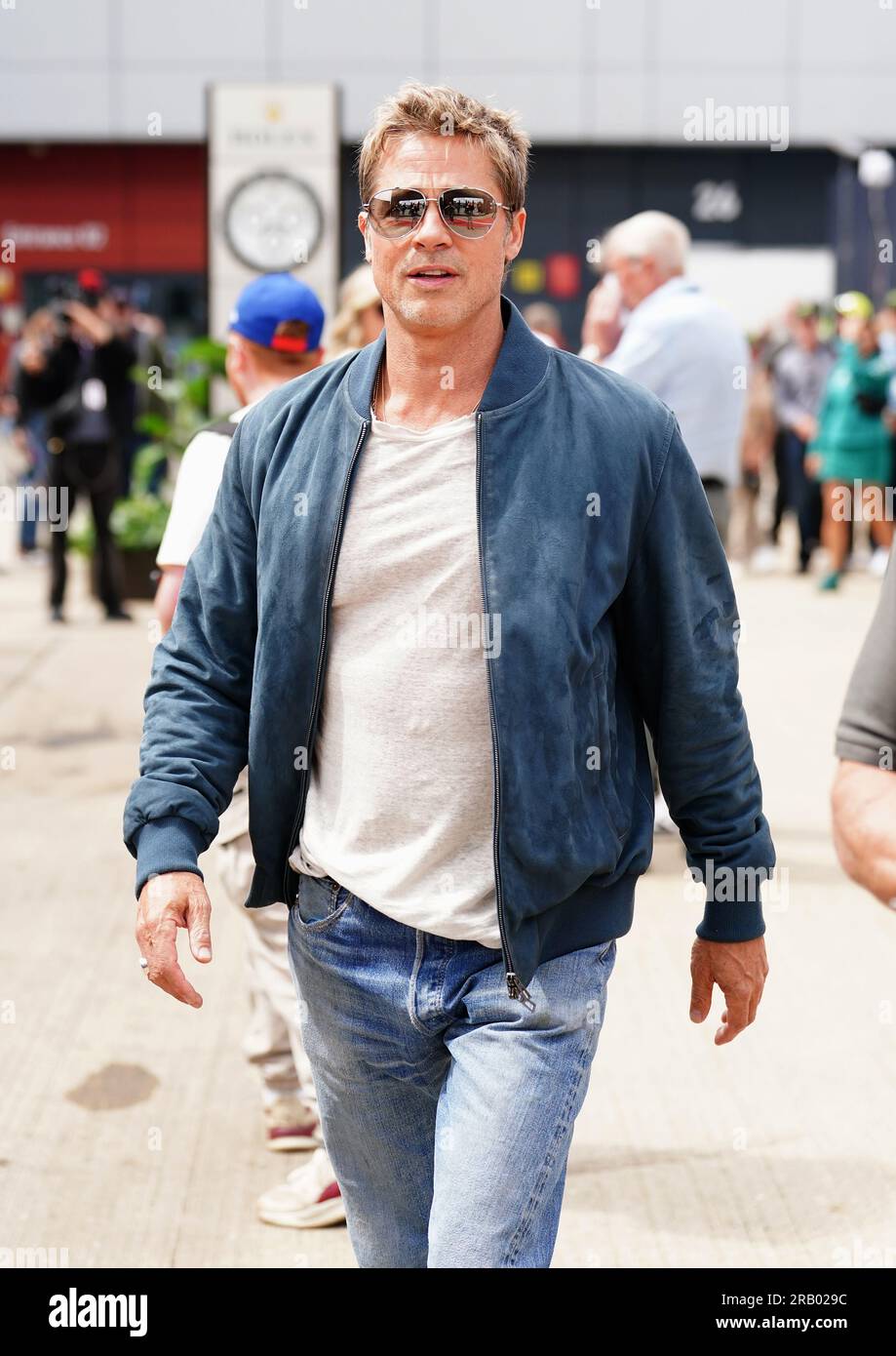 Actor Brad Pitt, filming at the circuit for the upcoming F1 movie Apex, on paddock day ahead of ...